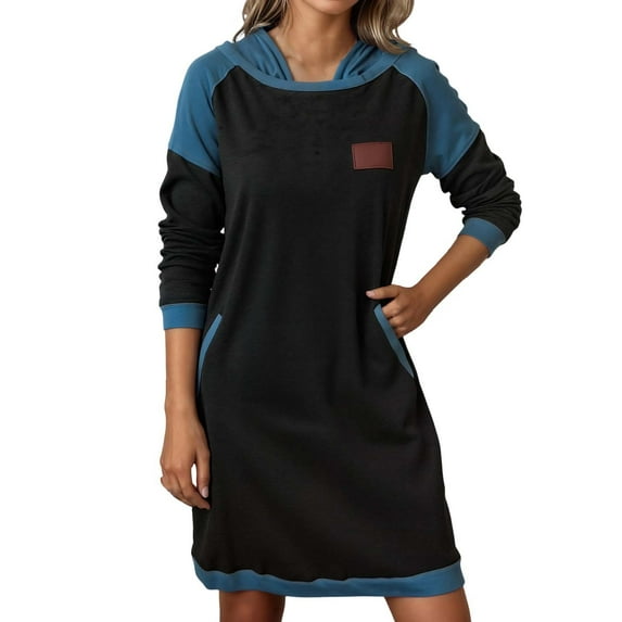 Casual Sweatshirt Dress for Women Long Sleeve Button Front Pocket ...