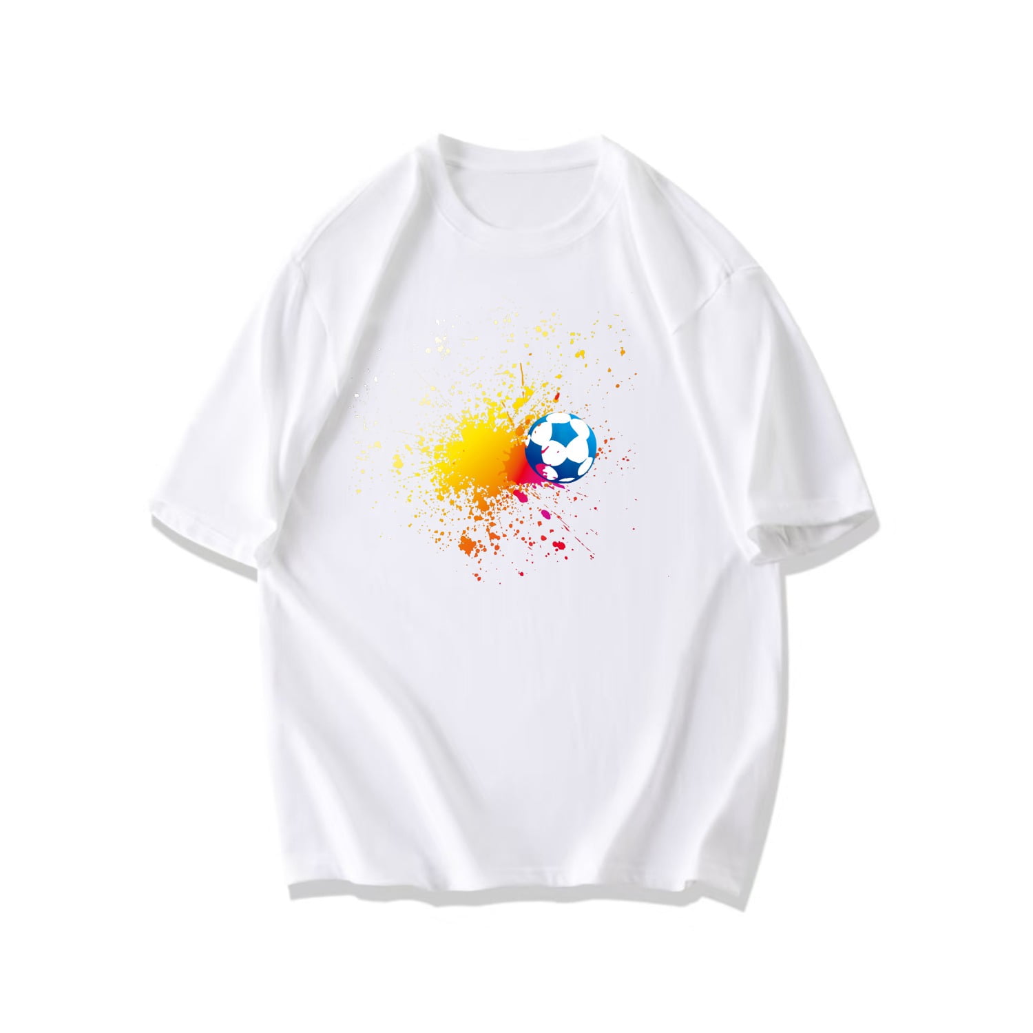 Casual T Shirt Black Soccer Ball With Colorful Splash Design For Sports ...
