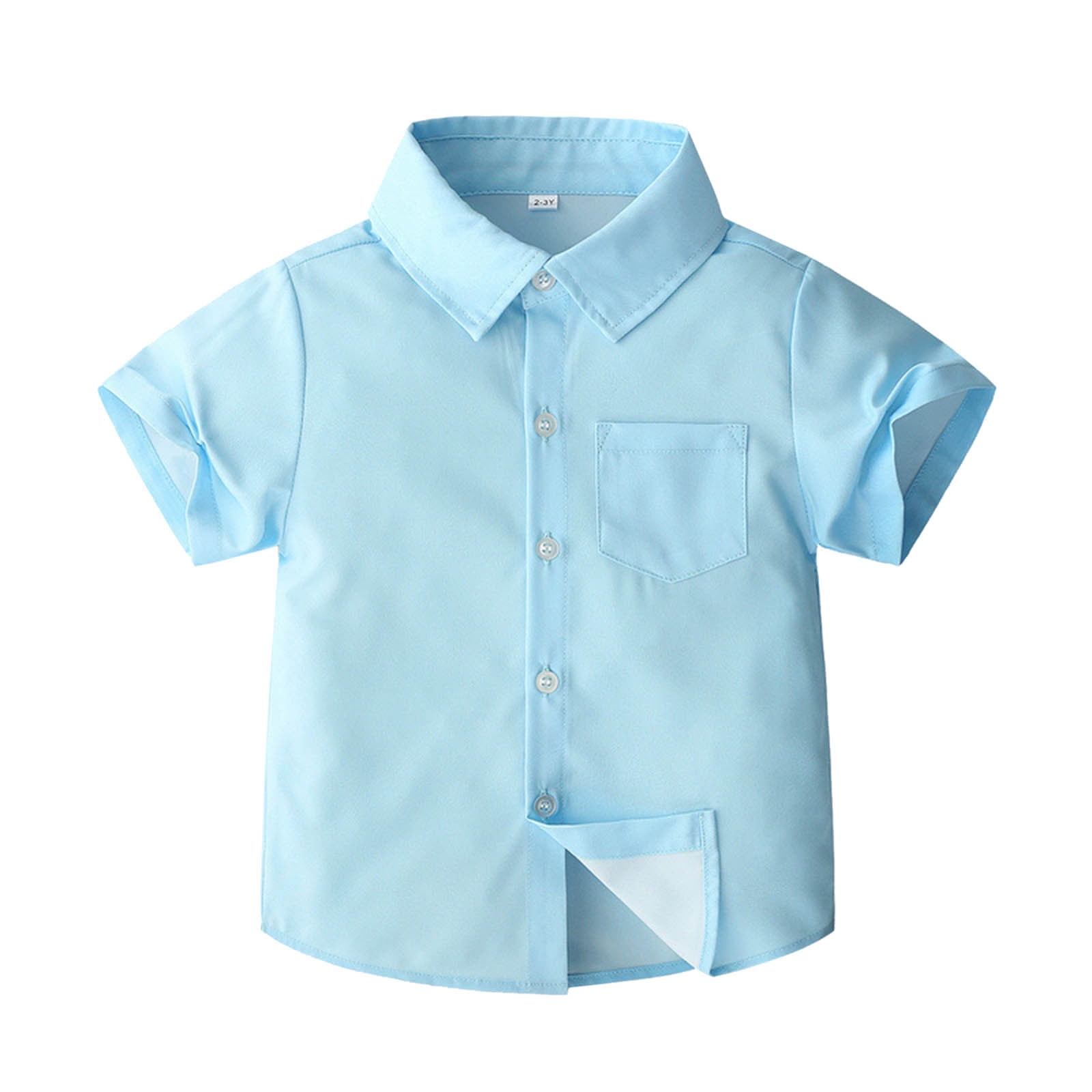 Casual T-Shirts for Boy Short Sleeve Lapel Polo Button Solid Color ...