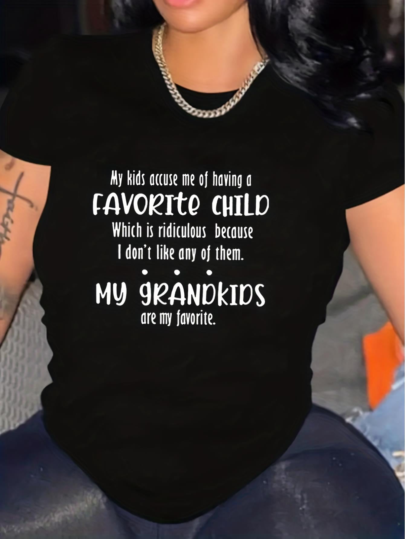 Casual T-shirt, Women's Slogan Print Short Sleeve Round Neck Slight ...