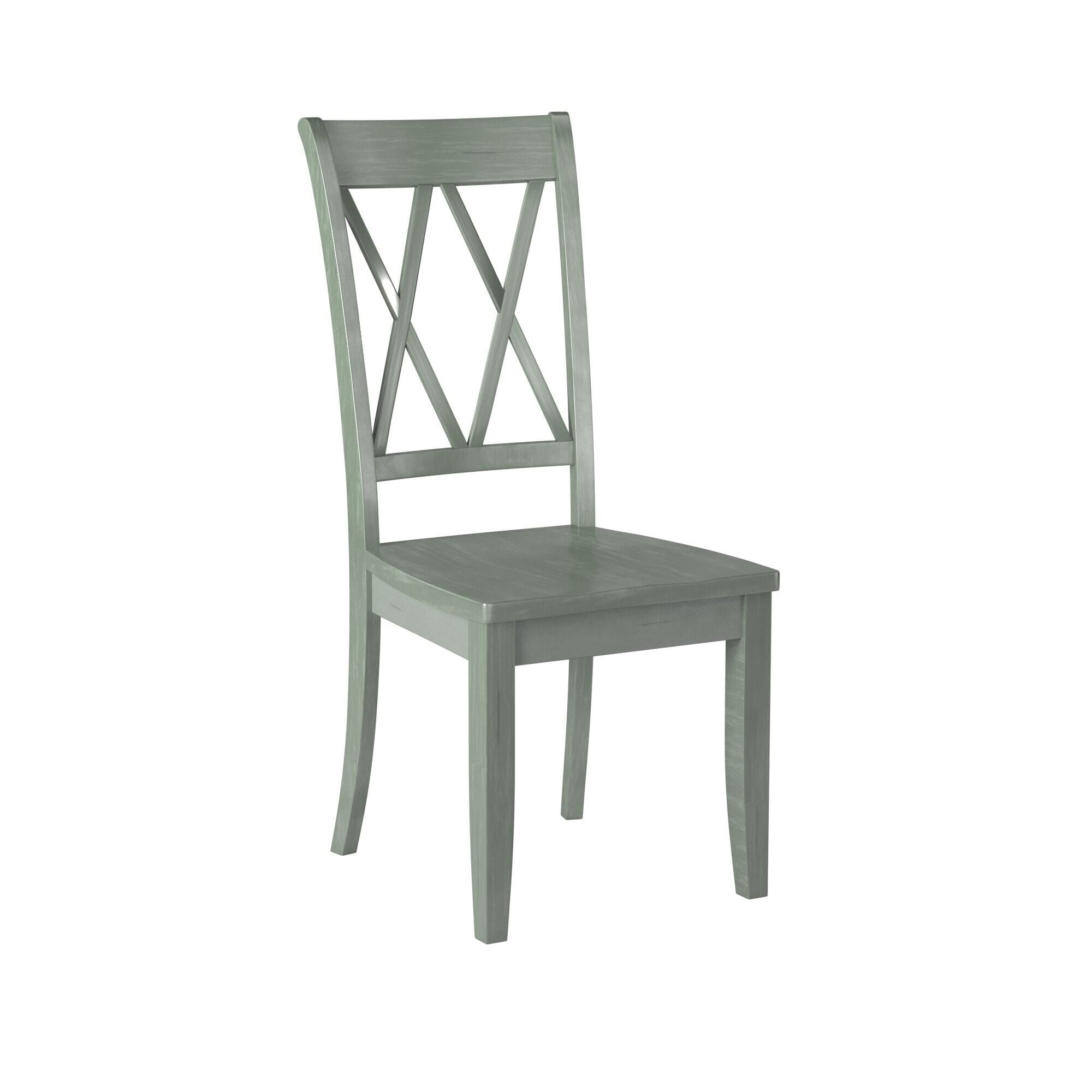 Casual Teal Wood Dining Chairs Set of 2 - Transitional Double-X Back ...