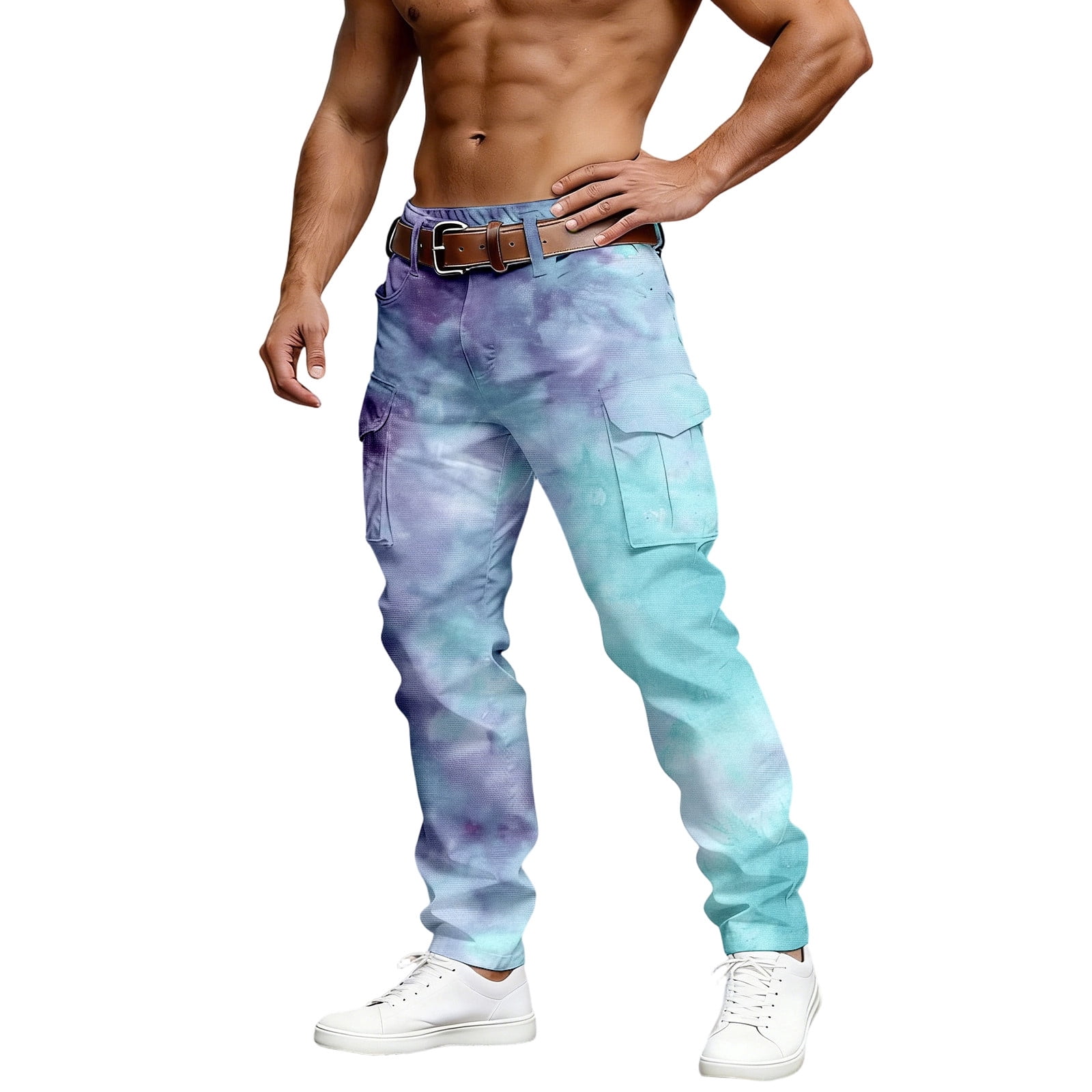 Casual Tie Dye Print Cargo Pants Joggers for Everyday Outdoor ...