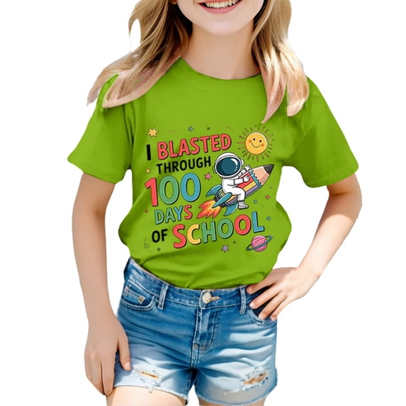 Casual Top for Youth Boy Color Blocked Letter Printed Short Sleeve Boys ...