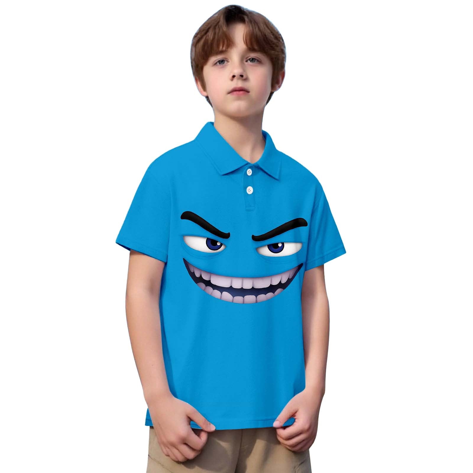 Casual Top for Youth Boy Short Sleeve Prints Gentleman Kids Summer ...