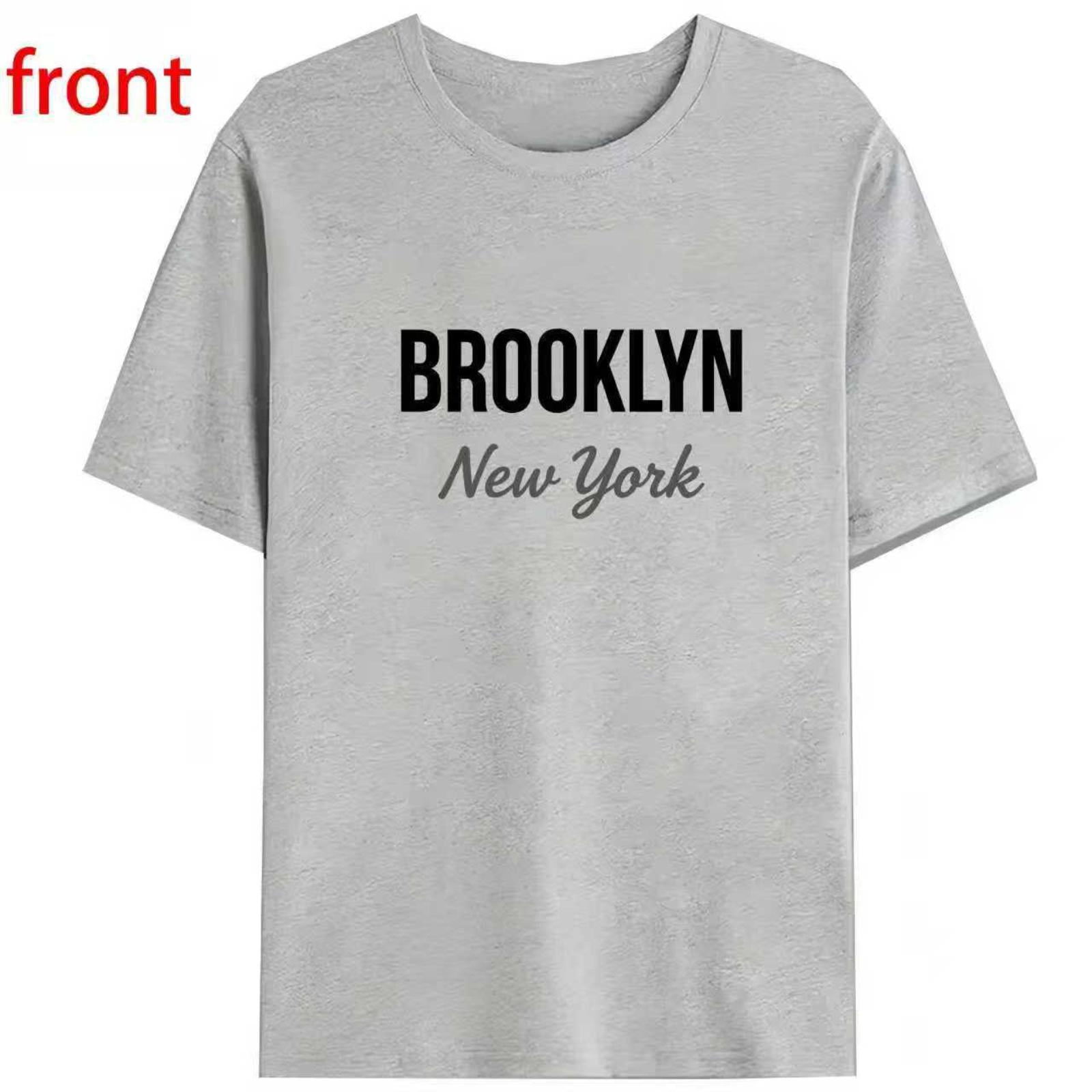 Casual Tops For Men,"BROOKLYN New York"Text Print Tees,Crew Neck,for ...
