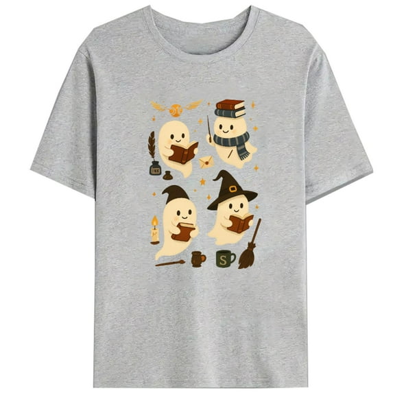 Casual Tops For Women," Sweet Ghost Wizardry Elements"Print Tees,Crew ...