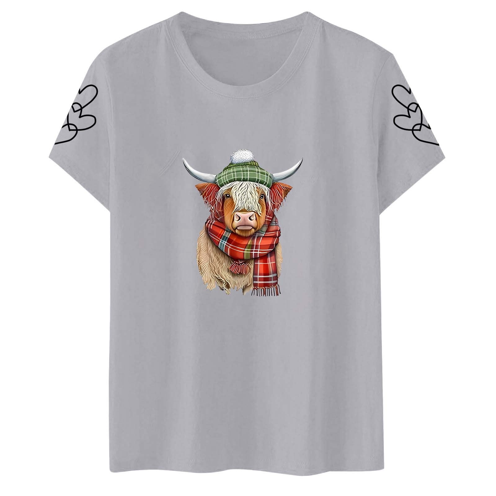 Casual Tops for Women Cow Cute Cow Interesting Animal Short Sleeve ...