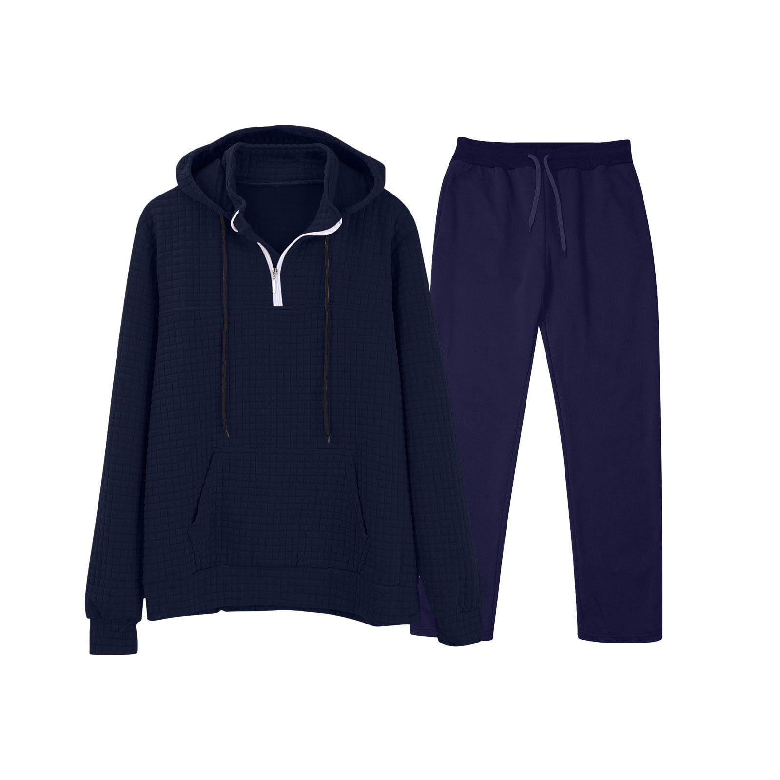 Casual Tracksuits For Men Pullover Hooded Oversize Solid Color Drawstring Trouser Long Sleeve ...