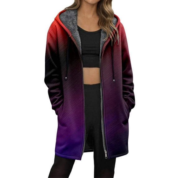 Casual Trench Coat for Women Autumn and Winter Gradient Print Mid ...