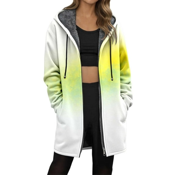 Casual Trench Coat for Women Autumn and Winter Gradient Print Mid ...