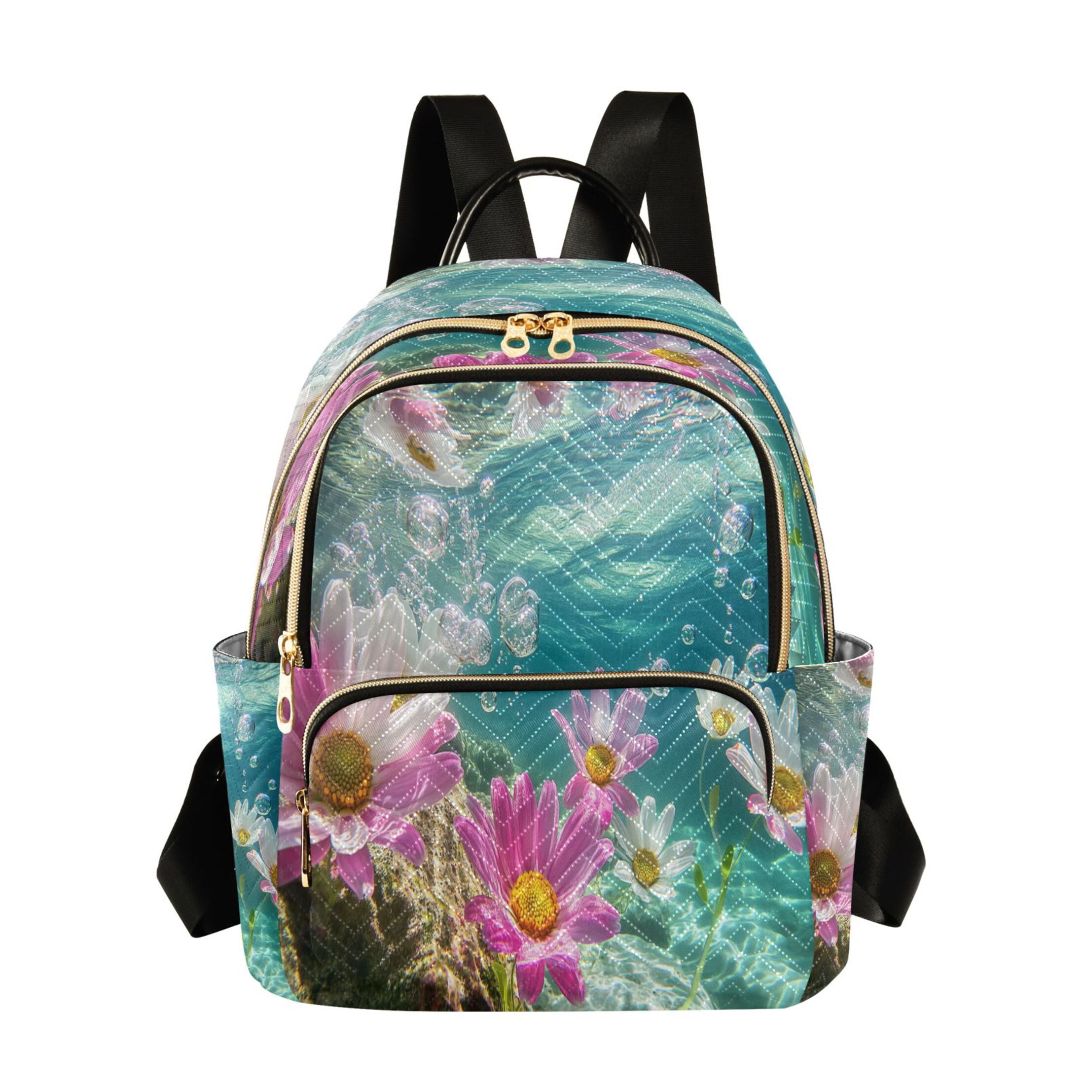 Casual Underwater Flowers with Bubbles Backpack for School,College and ...