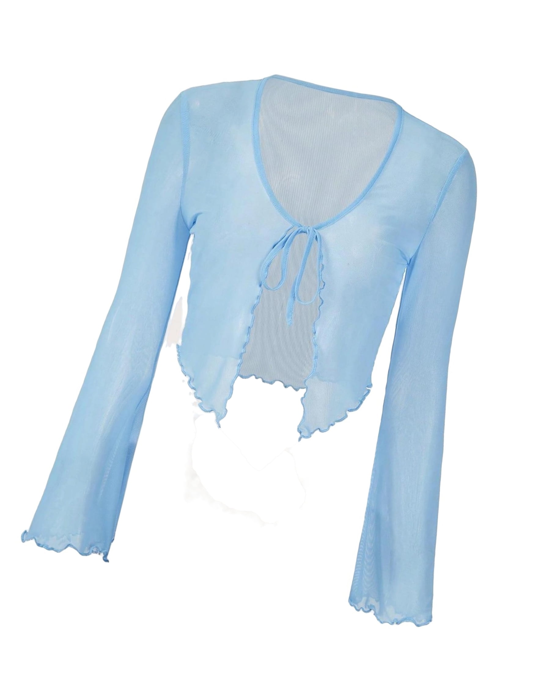 Casual V neck Long Sleeve Baby Blue Womens Tops (Women's) - Walmart.com