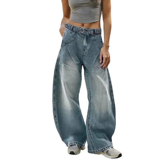 Casual Wide Leg Jeans Streetwear Fashion Loose Fit High Waist Trousers ...