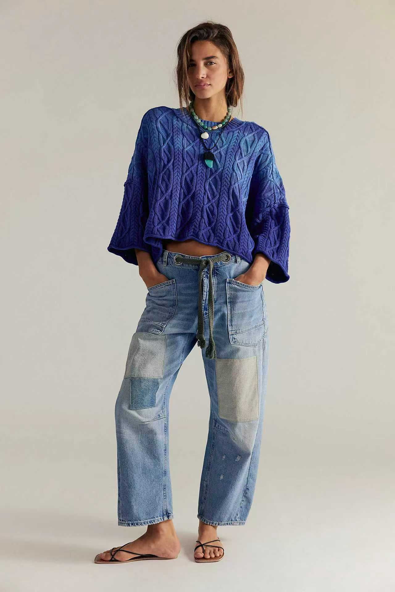 Casual Wide-Leg Paint-Splatter Pants - Walmart.com