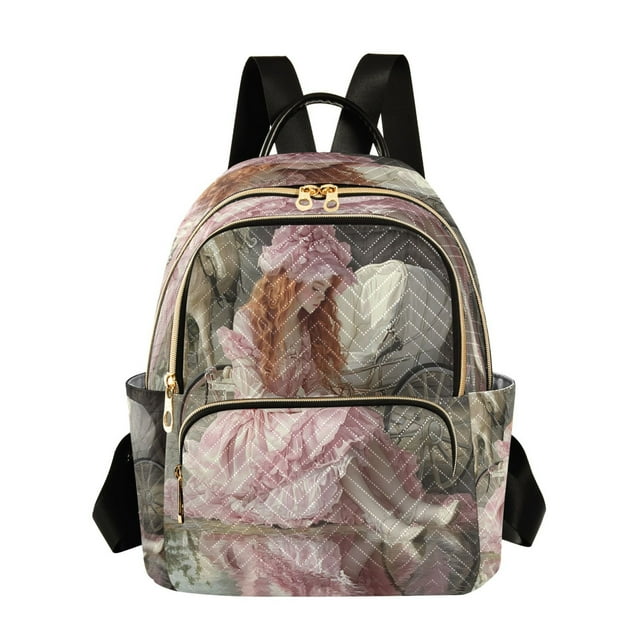 Casual Woman in Pink Dress Backpack for School,College and Travel ...