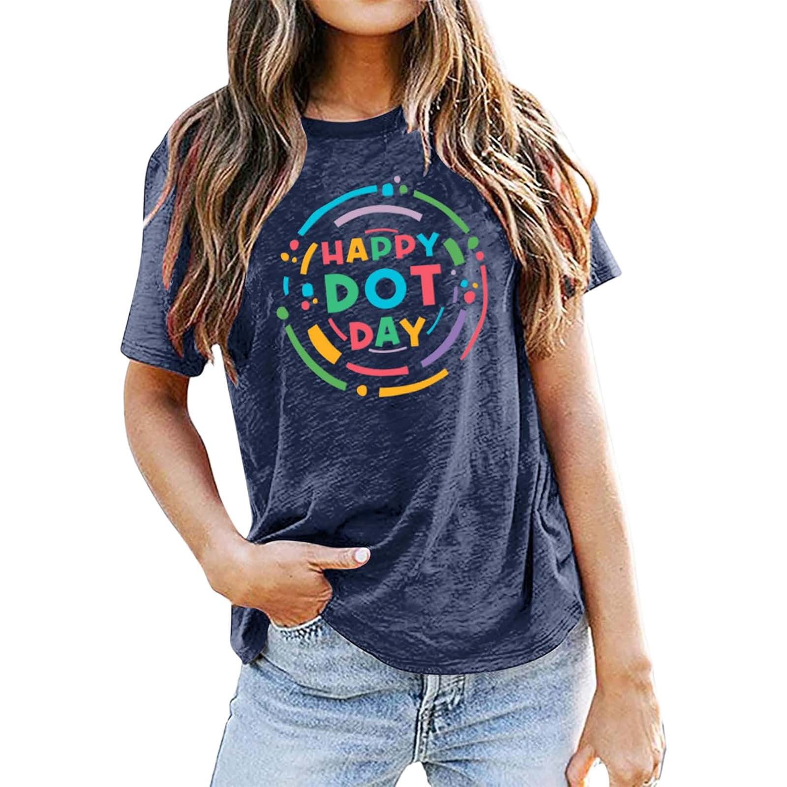 Casual Women's 100 Days School Print Round Neck Short Sleeve T Shirt ...