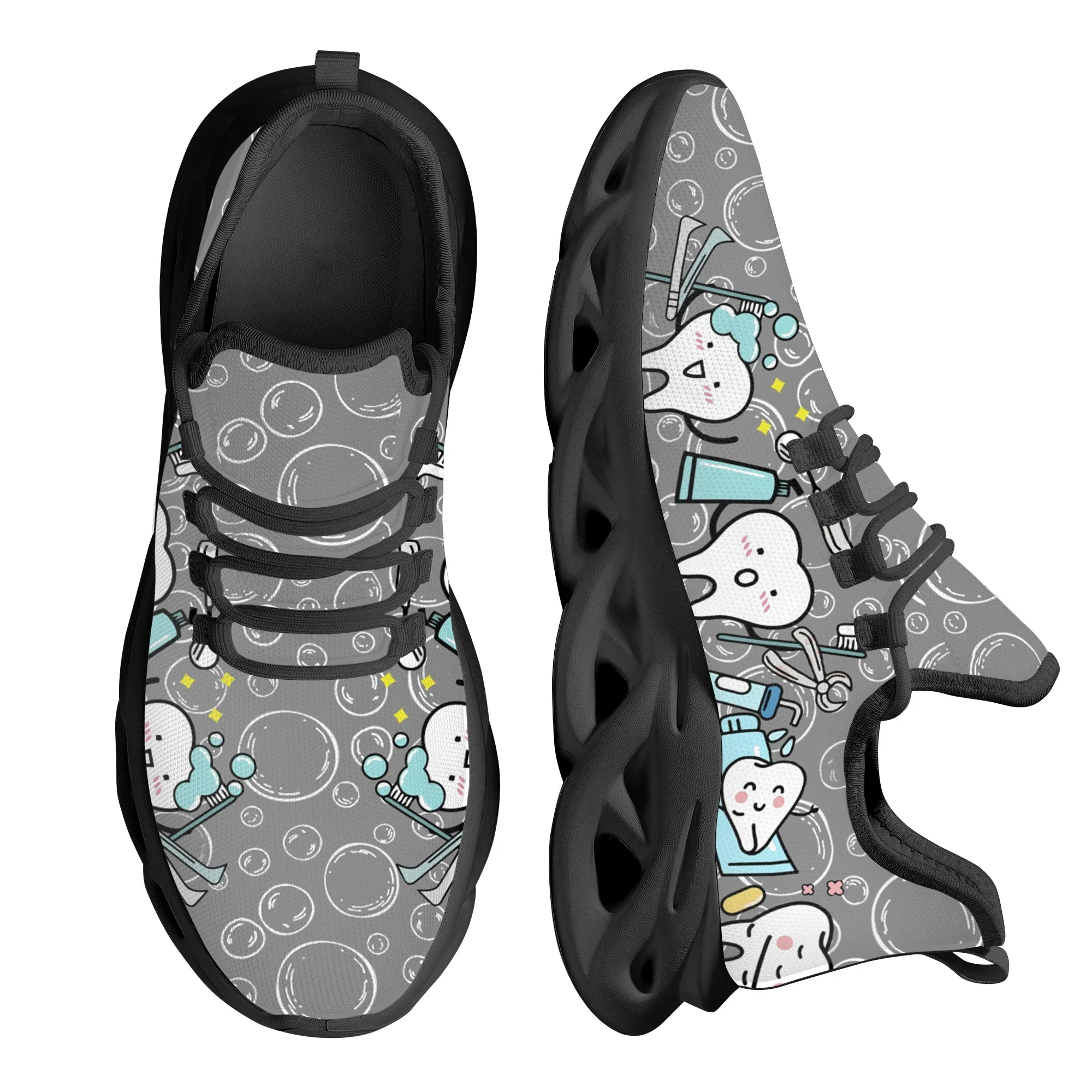 Casual Women's Dental Shoes Funny Teeth Dentist Design Flats Lace-up ...
