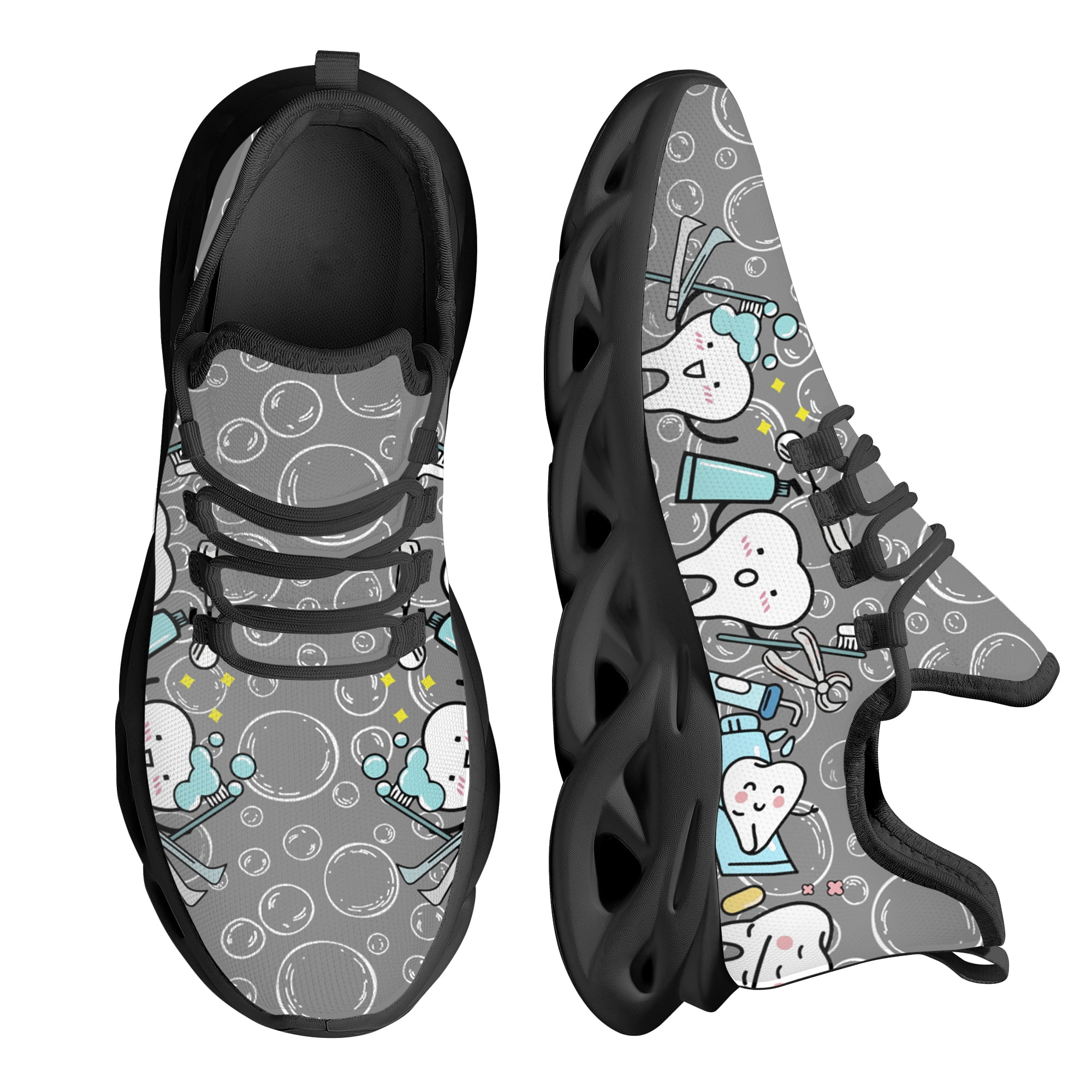 Casual Women's Dental Shoes Funny Teeth Dentist Design Flats Lace-up ...