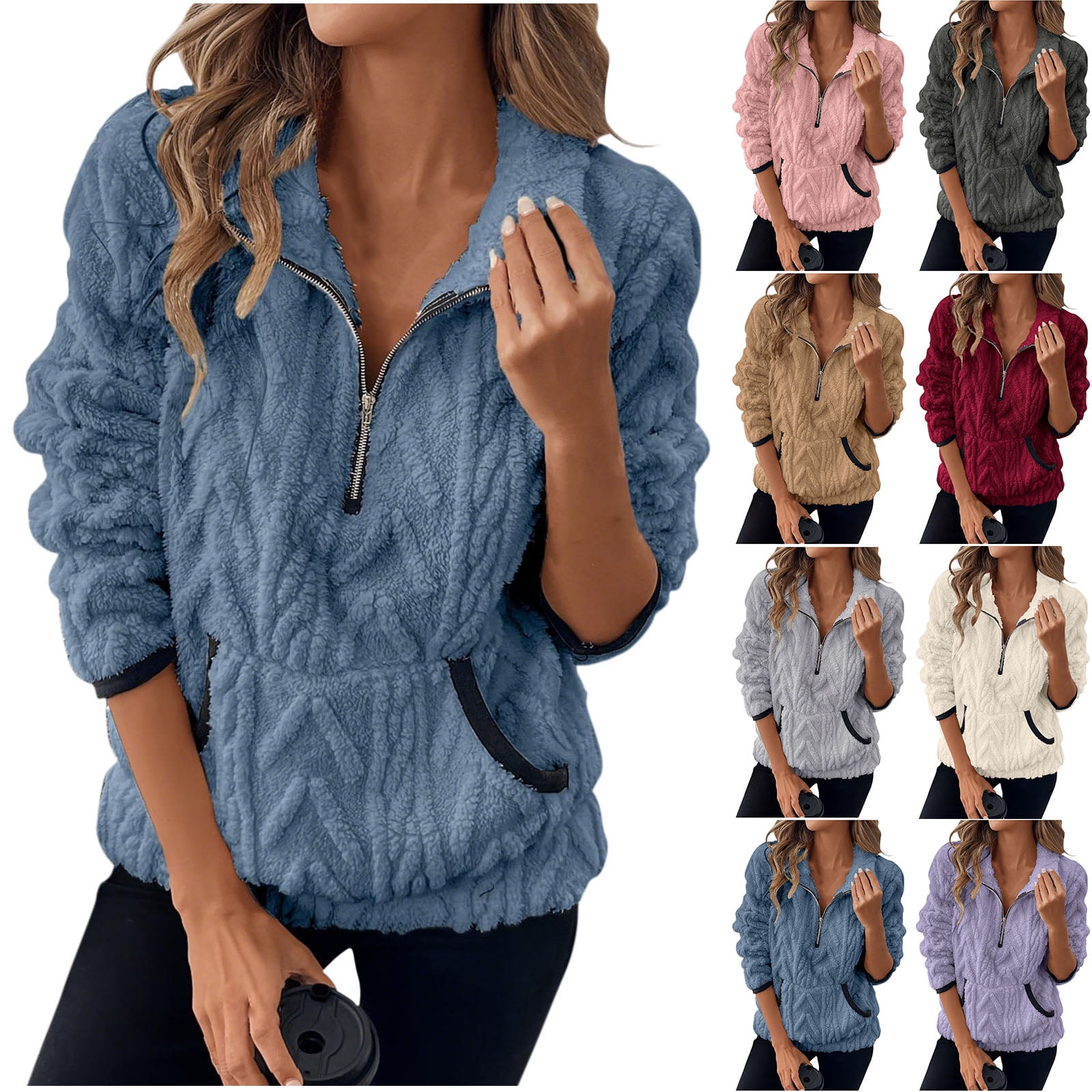 Casual Women's Turn Down Collar Long Sleeve Pocket Top Blouse Shirt ...