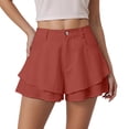 Casual Womens Jean Shorts High Waist Double Layer Flared Solid Elastic ...