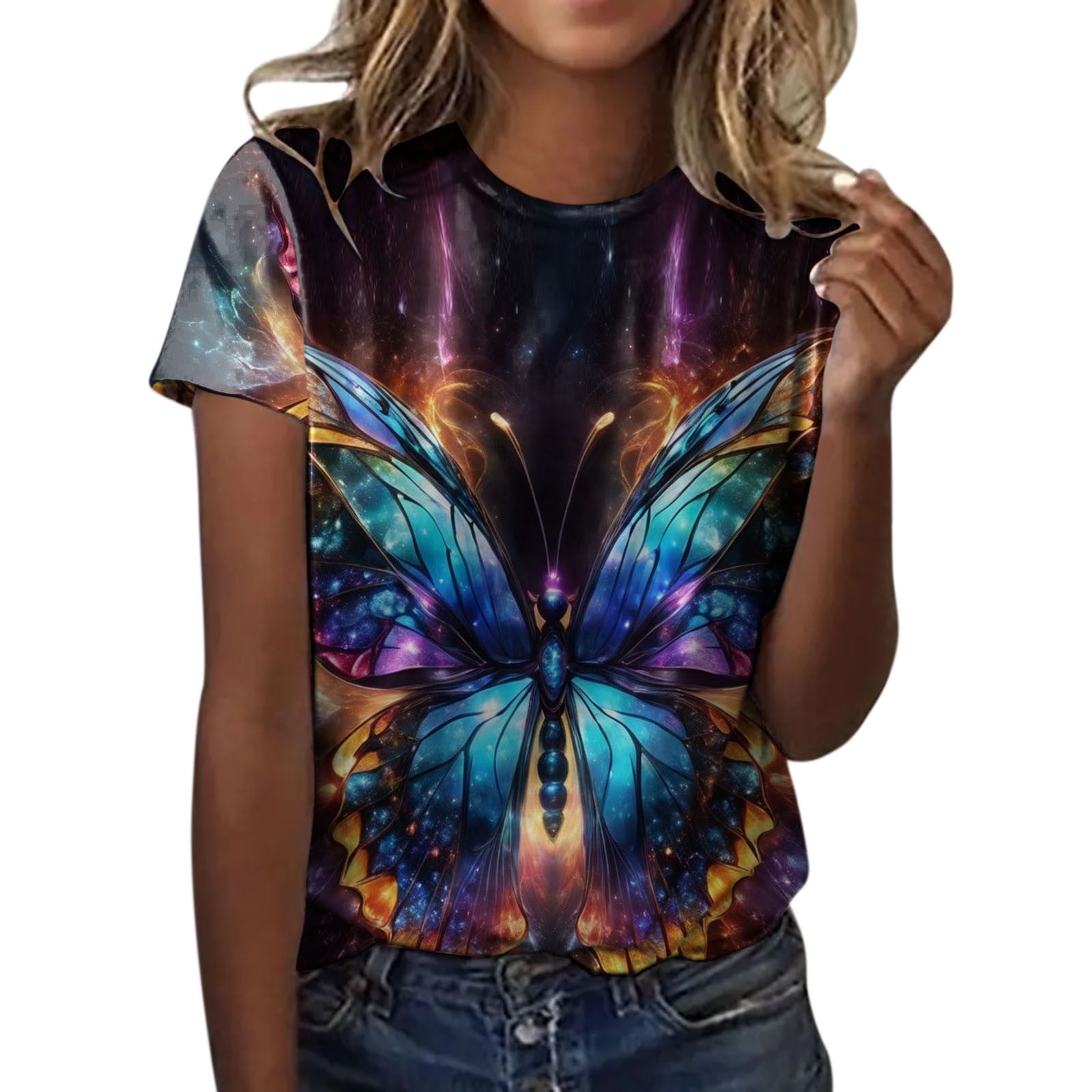 Casual Workout Tops Women Women Fashion Round Neck Short Sleeve Summer ...