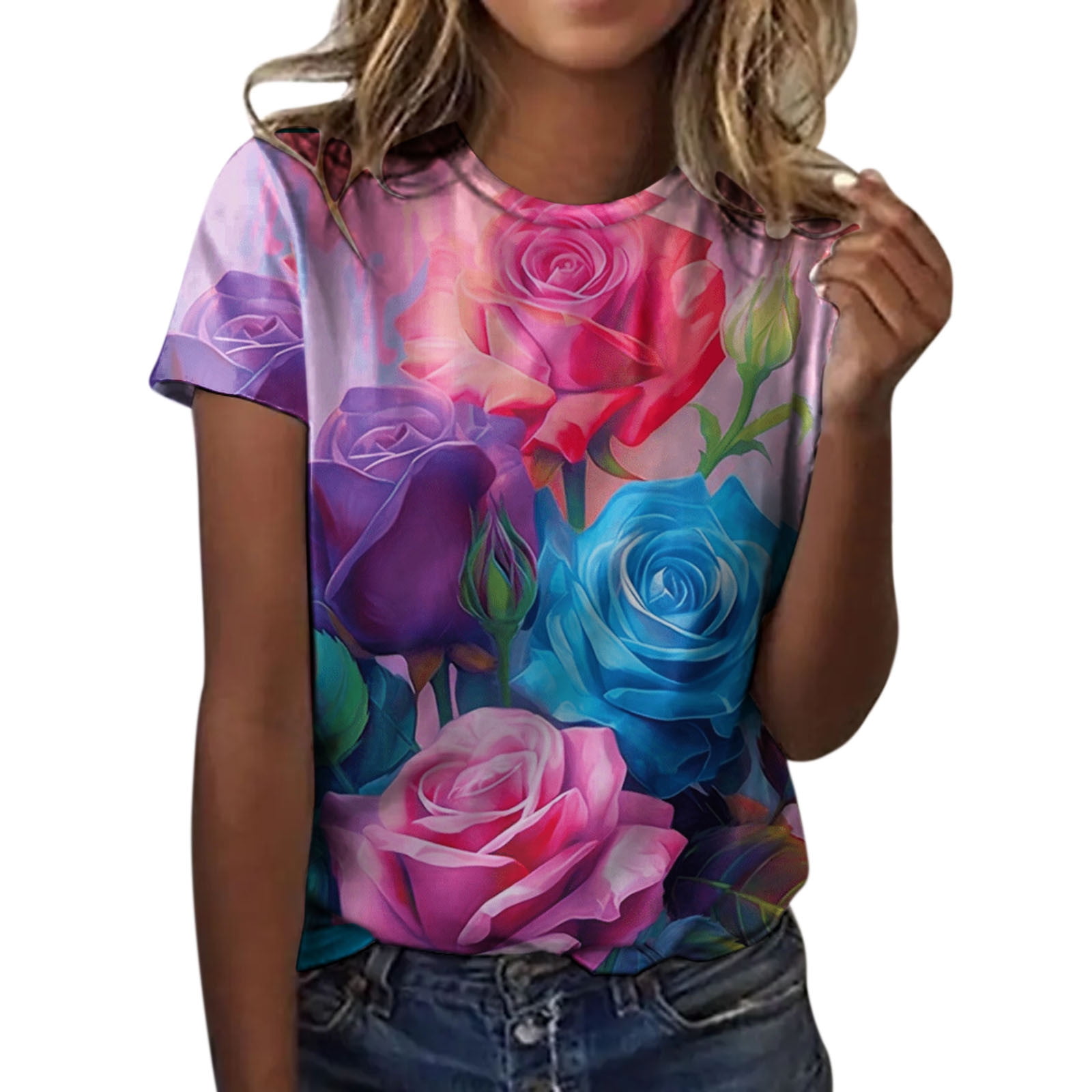 Casual Workout Tops Women Women Fashion Round Neck Short Sleeve Summer ...