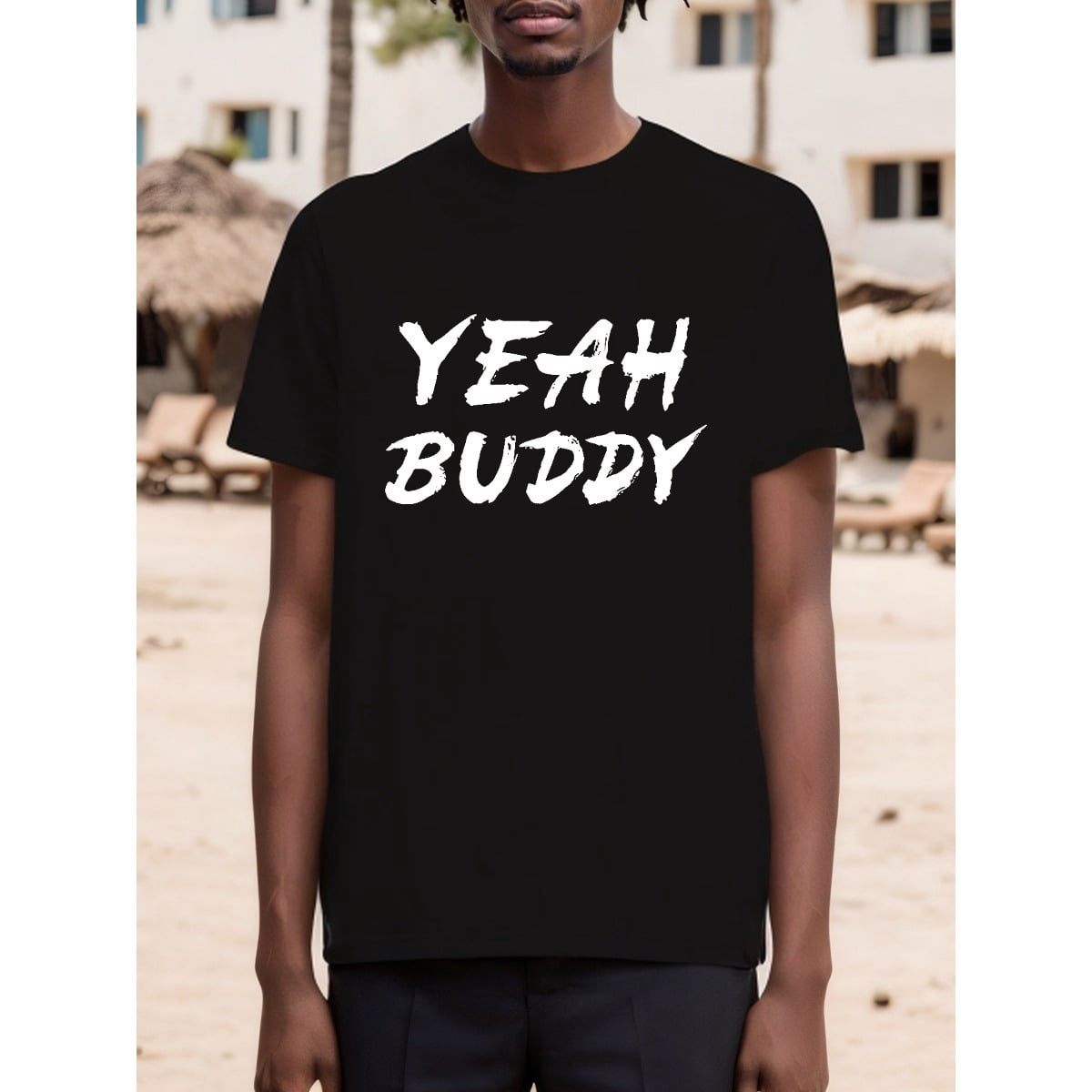 Casual Yeah Buddy Tee, "YEAH BUDDY" in White Handwriting Print, Soft ...