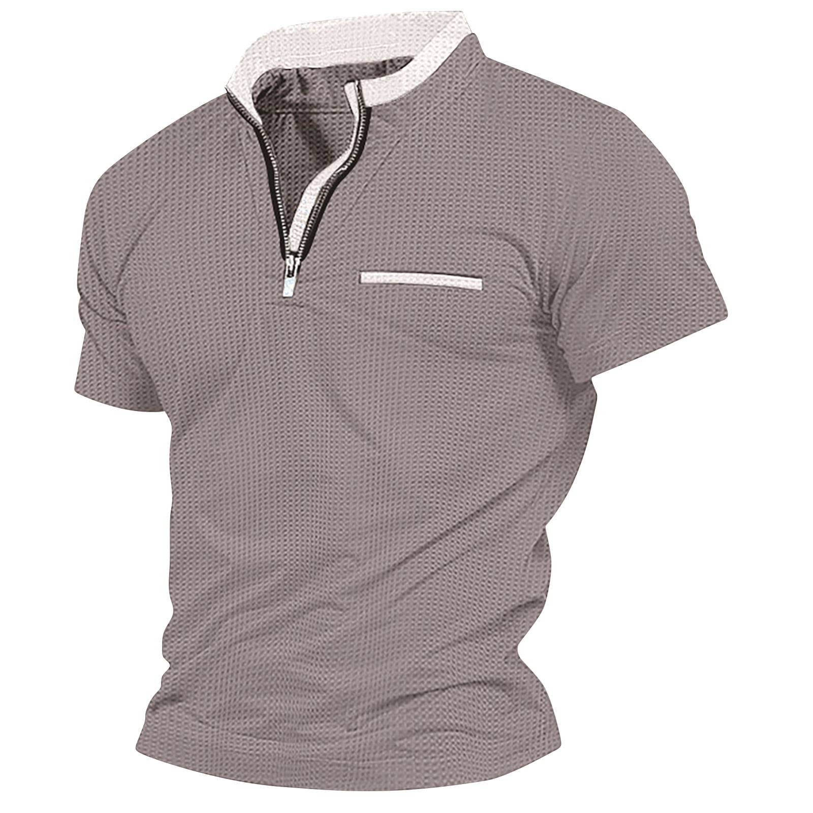 Casual Zip Up T Shirts for Mens Summer Fall Short Sleeve V Neck Spandex ...
