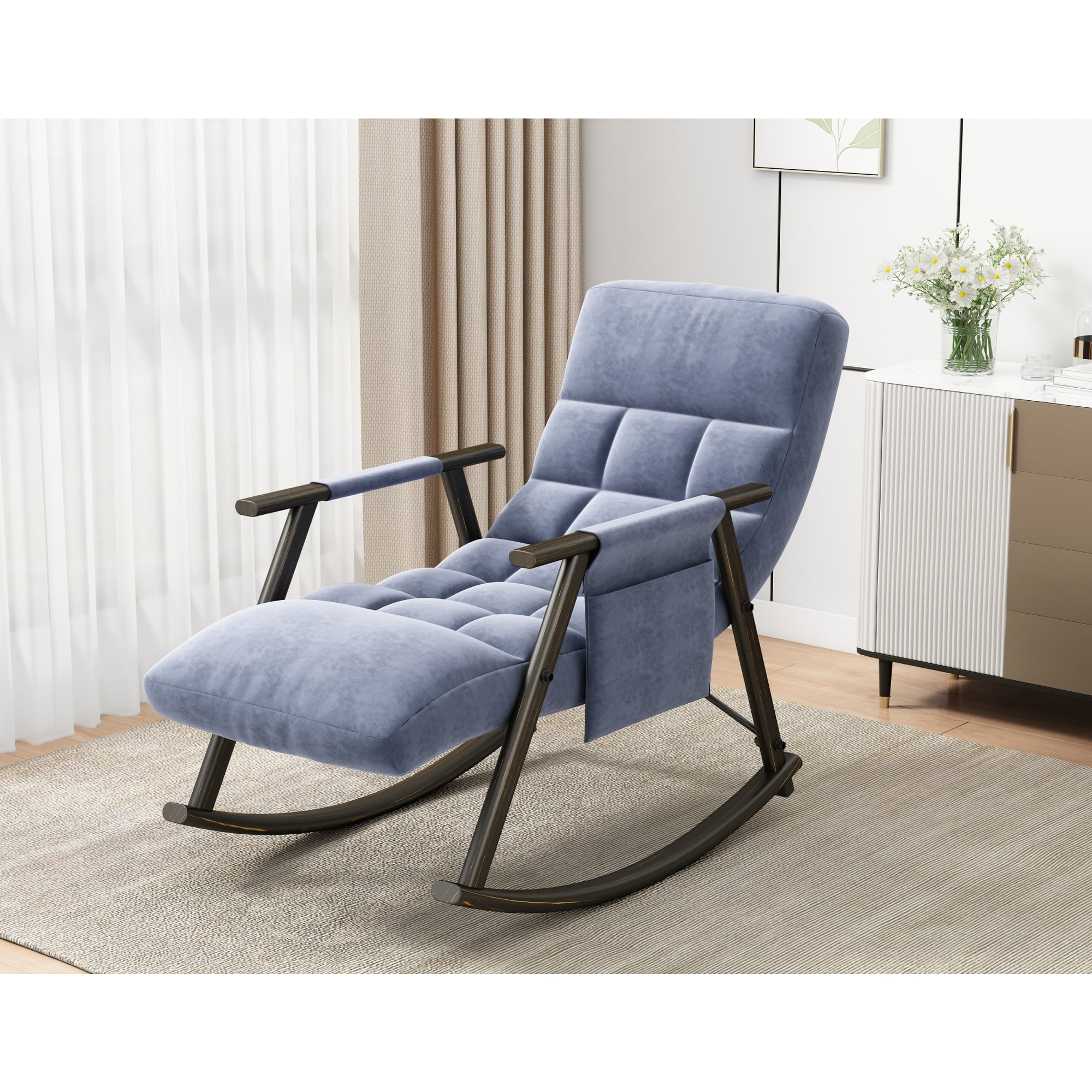 Casual folding rocking chair upholstered, lounge rocking chair ...