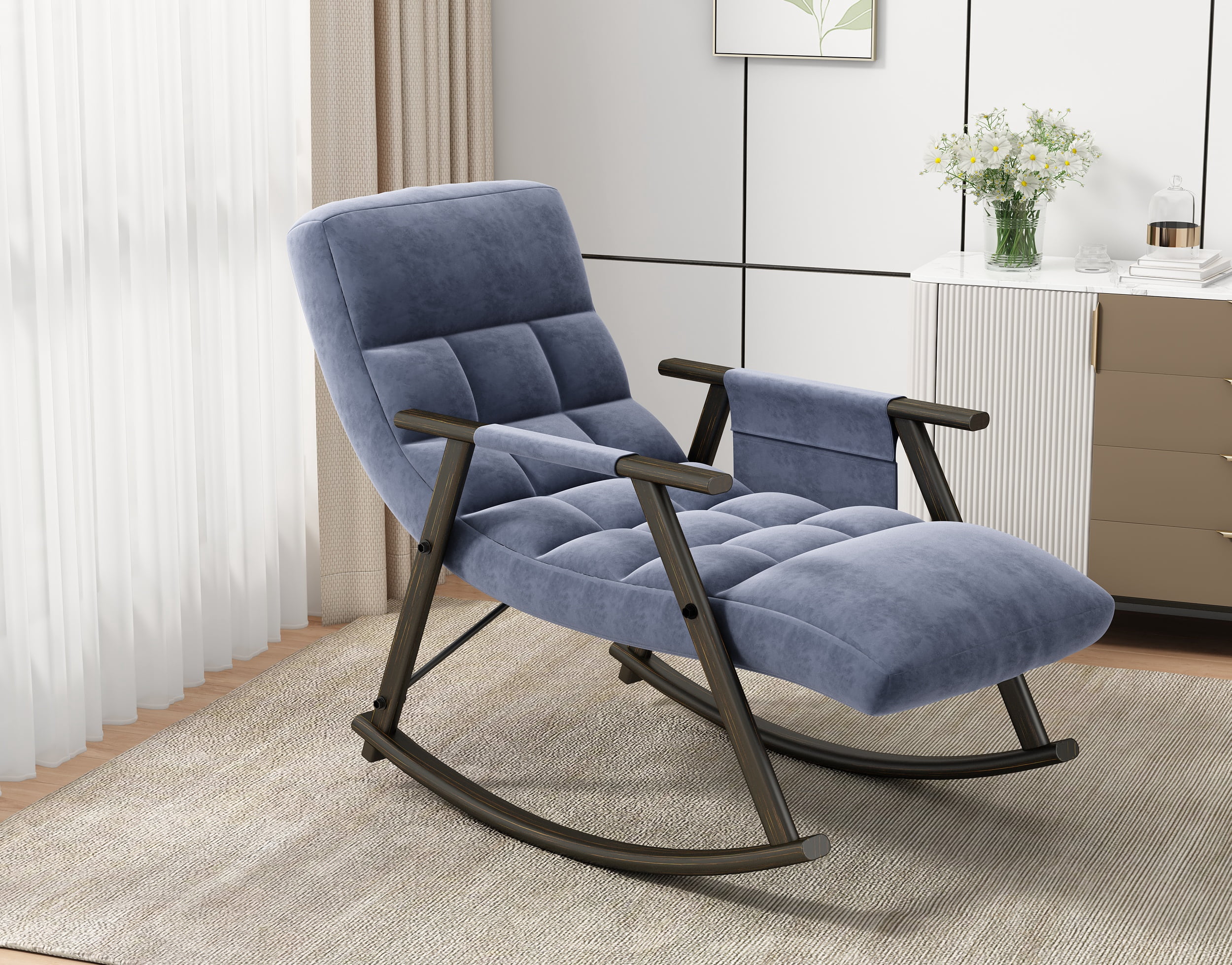 Casual folding rocking chair upholstered, lounge rocking chair ...