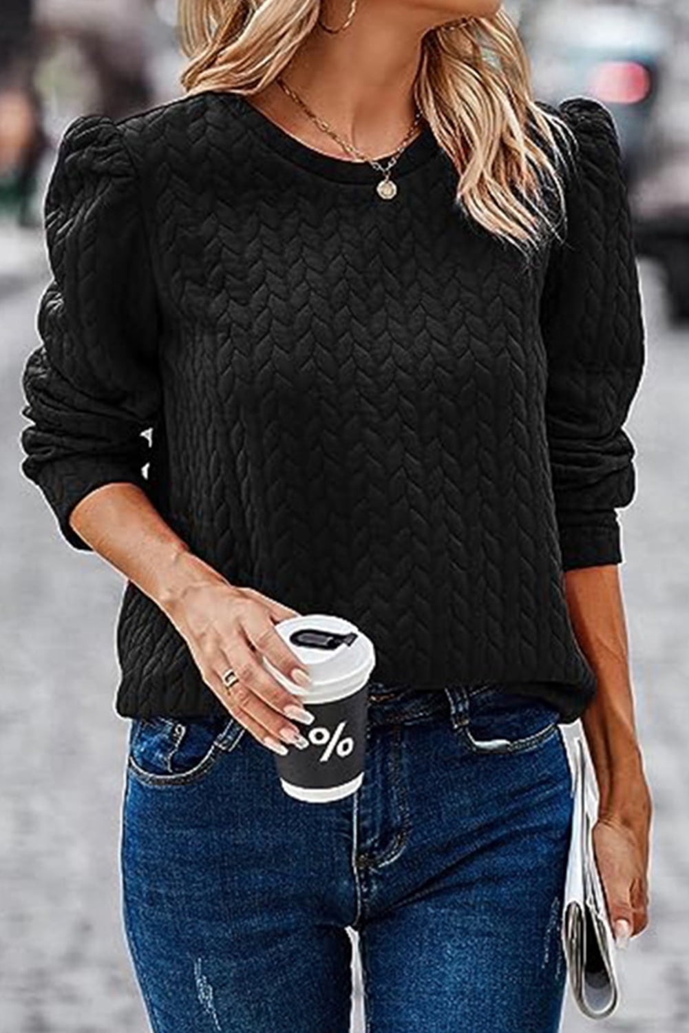 Casuashion Chic Black Puff Sleeve - Versatile for Everyday - Walmart.com