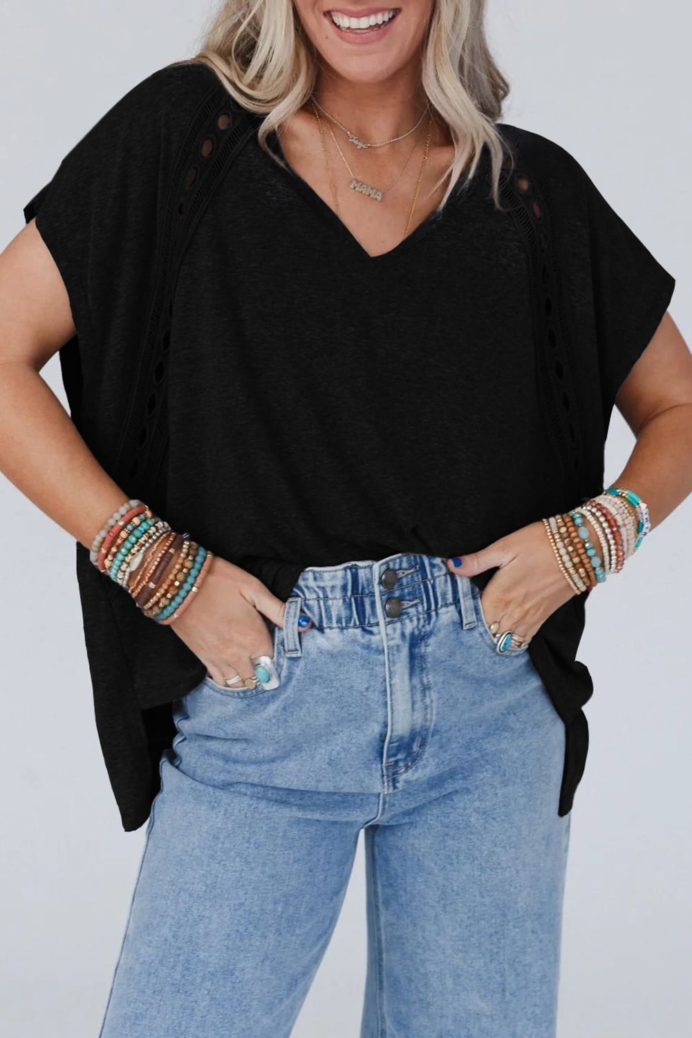 Casuashion Crochet Lace Oversized Tee - Flirty & Relaxed Fit - Trendy ...