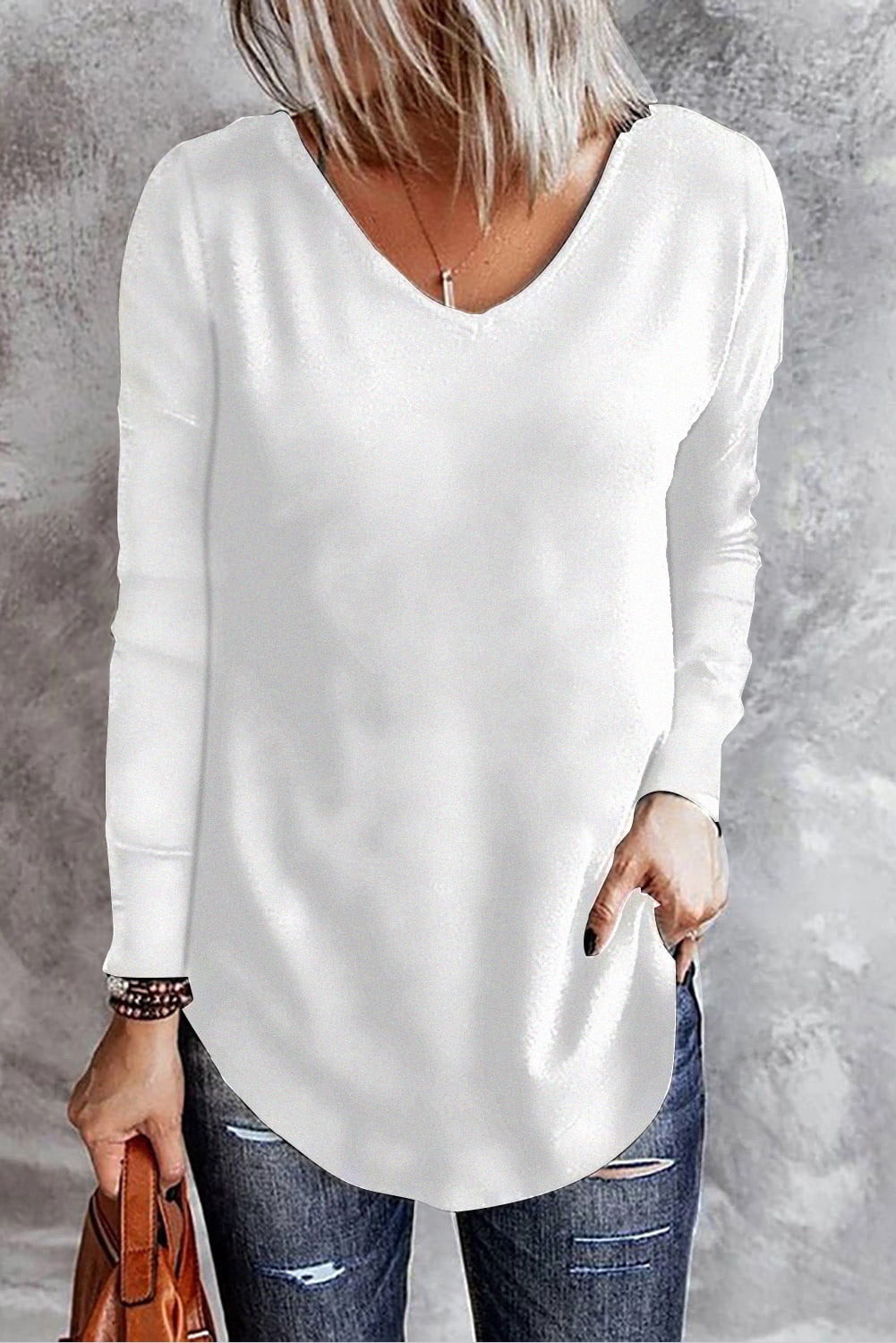 Casuashion Essential Spring-Fall V-Neck Long Sleeve Tee - Stylish Knit ...