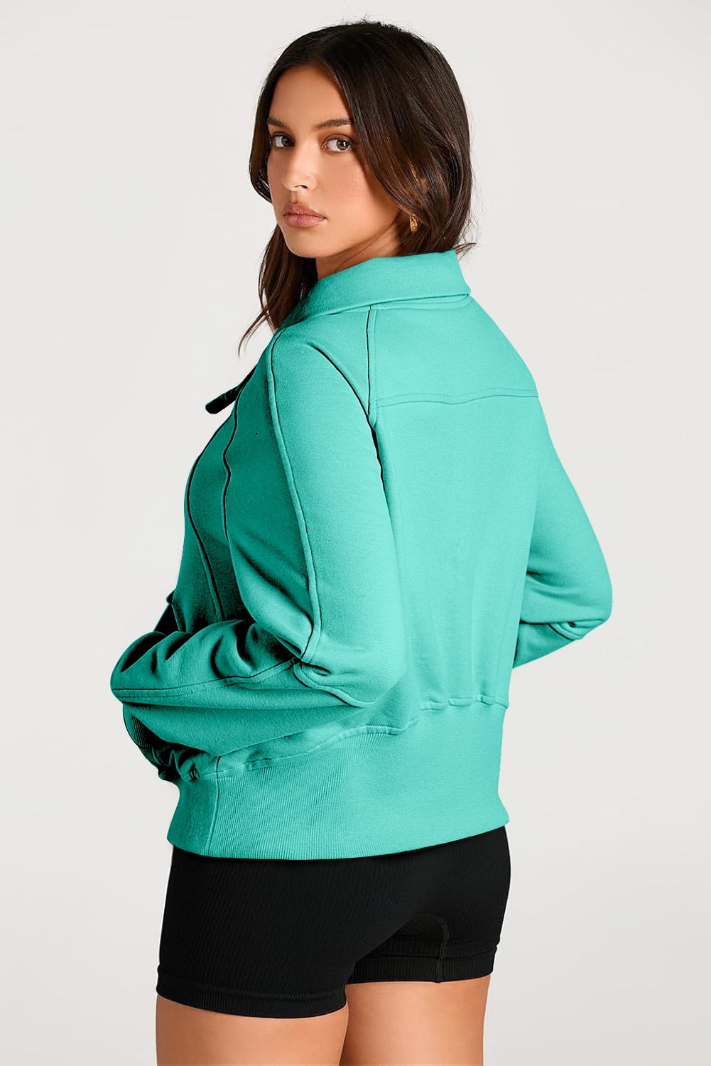 Casuashion Stylish Aruba Blue Quarter Zip Sweatshirt - Perfect Casual ...