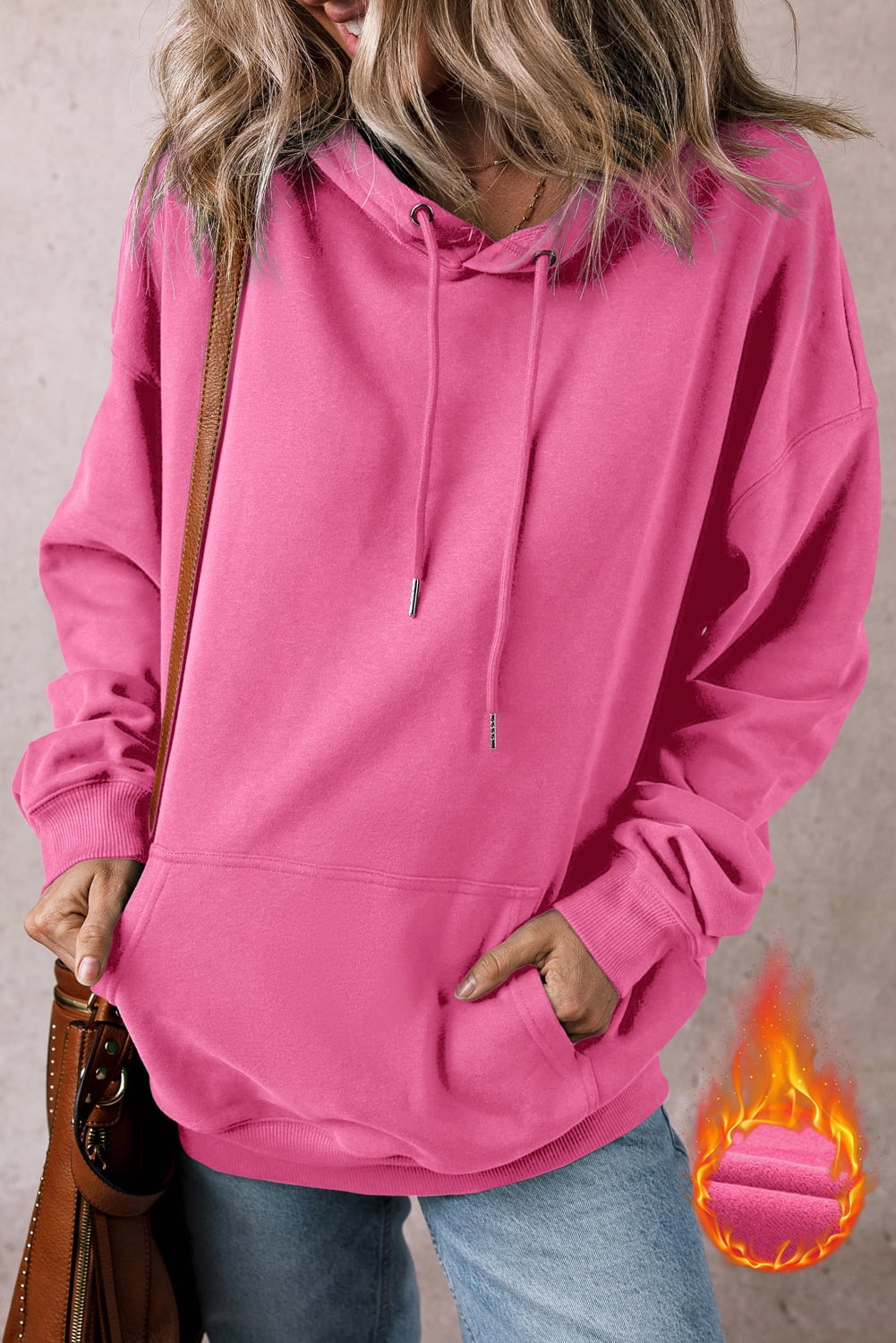 Casuashion Stylish Bonbon Fleece Lined Hoodie with Kangaroo Pocket ...