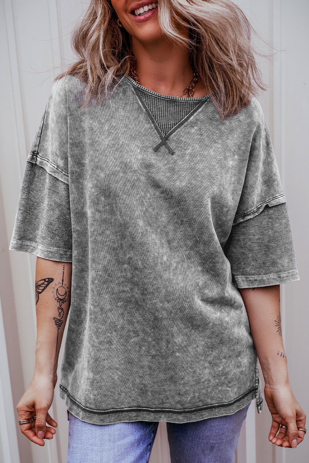 Casuashion VIBES Oversized Tee: Comfy Drop Shoulder - Philippine Gray ...