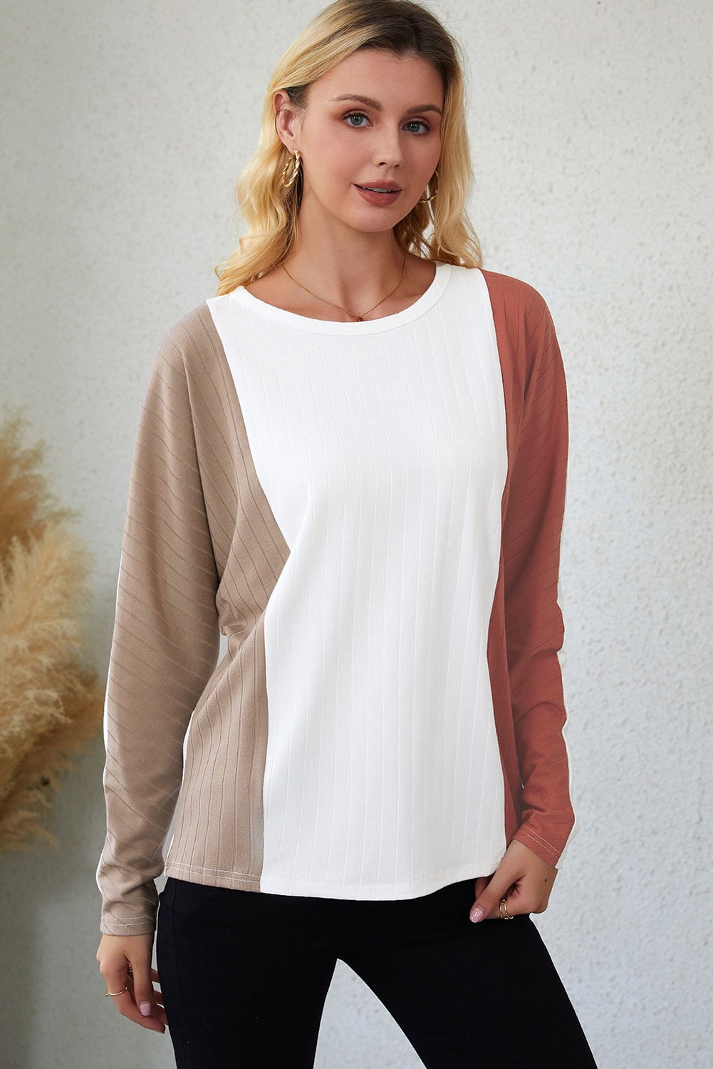 Casuashion Vibey Colorblock Knit Top - Bold & Stylish! - Walmart.com