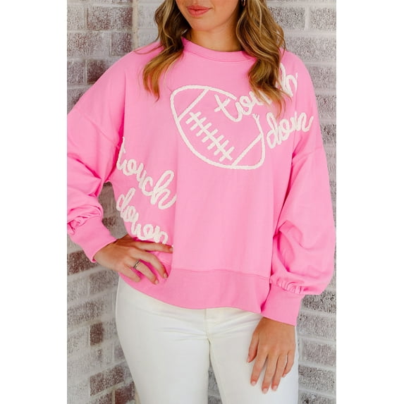 Casuashion Vibrant Pink Rugby Thread Embroidery Sweatshirt - Style Game ...