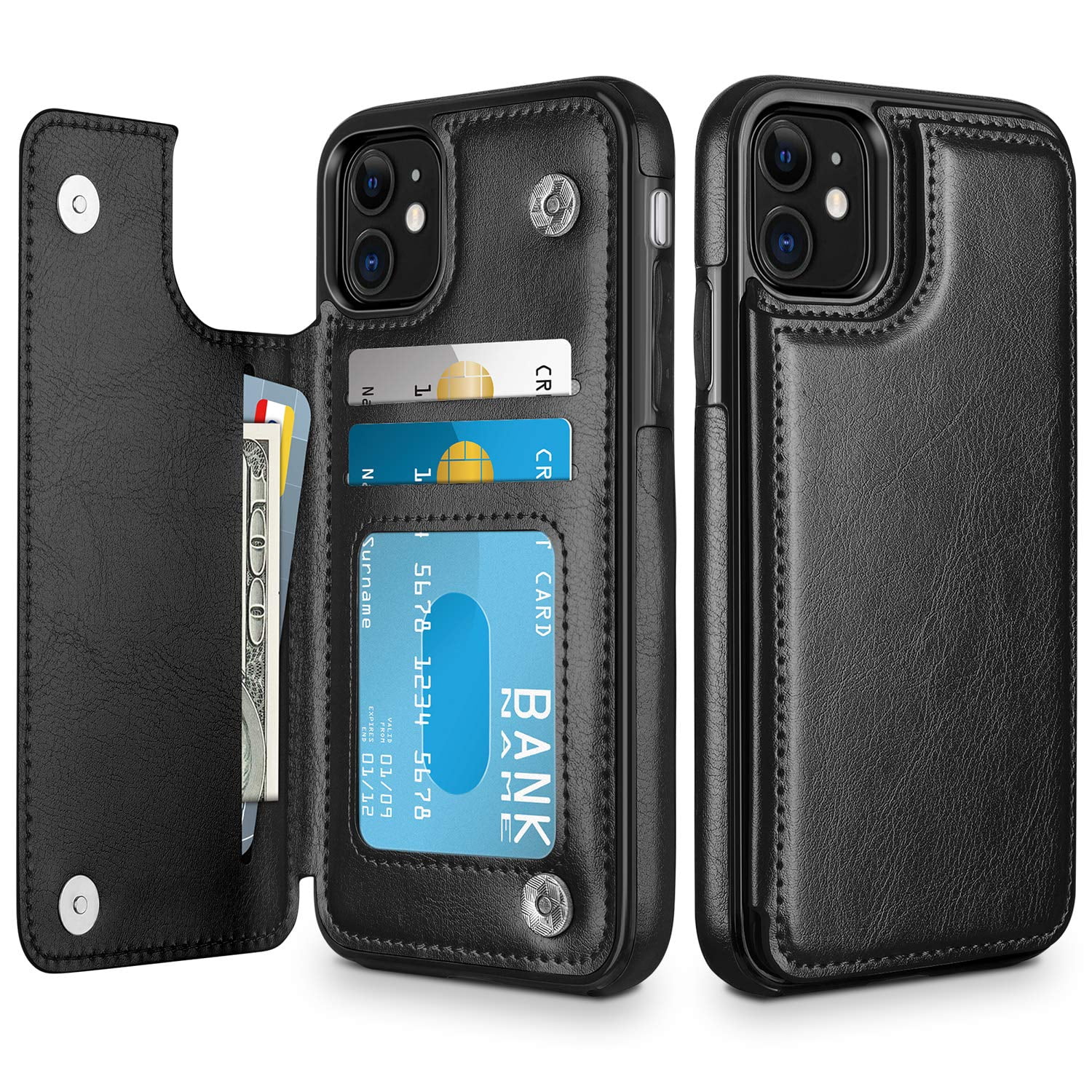 Casus Card Holder Back Flip Cover Wallet Case for iPhone 11 Pro - Black ...