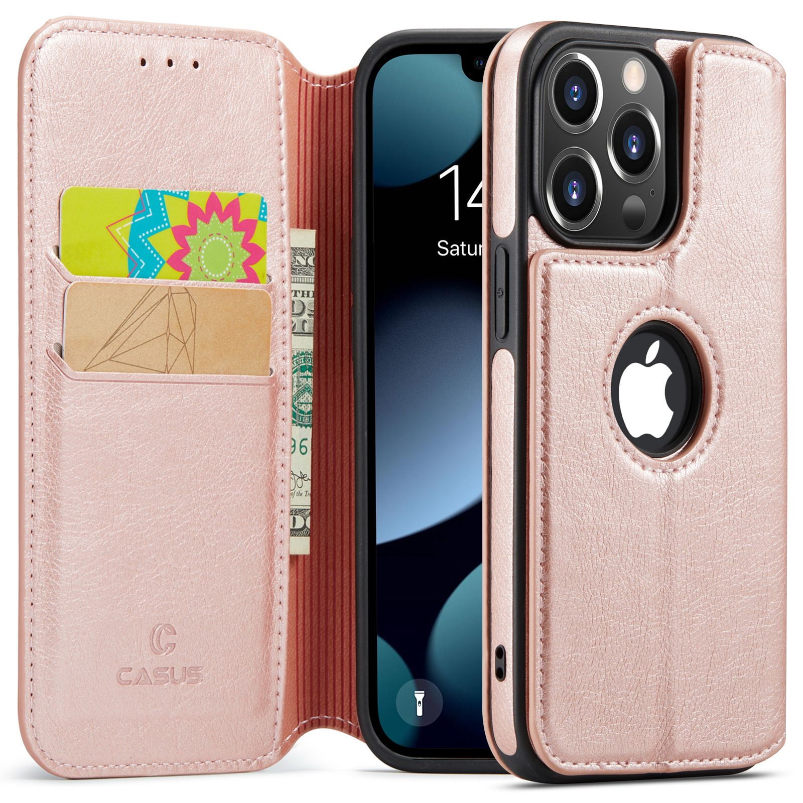 Casus Classic Wallet Case Leather Logo View Card Holder Cover for Apple ...
