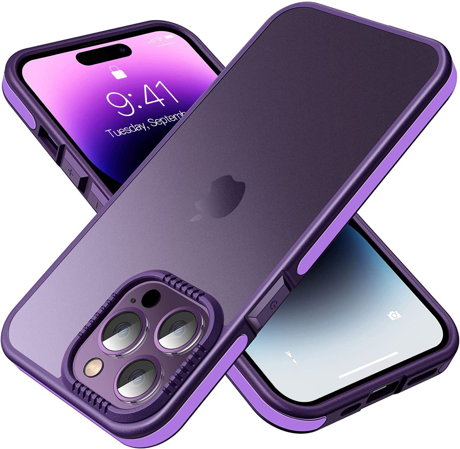 "Casus Frosted Matte Shockproof Silicone Frame Case, Purple, 6.7 ...