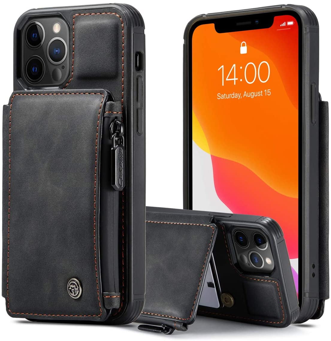 Casus Leather Wallet Back Zipper Magnetic Flip Cover Card Holder Case ...