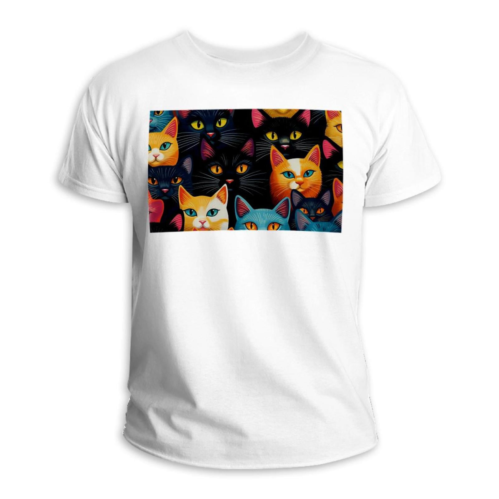 Cat 100% Cotton White T-Shirt | Classic Comfortable Men's Tee | Short ...