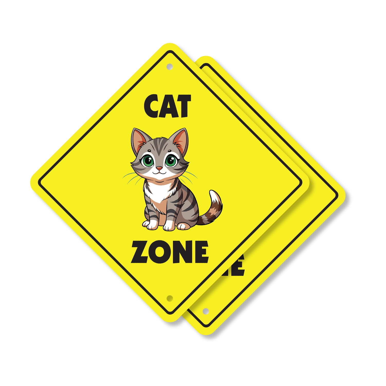 Cat (2 Pack) Plastic Crossing Sign - 10 Inch X 10 Inch Xing Sign Gift ...