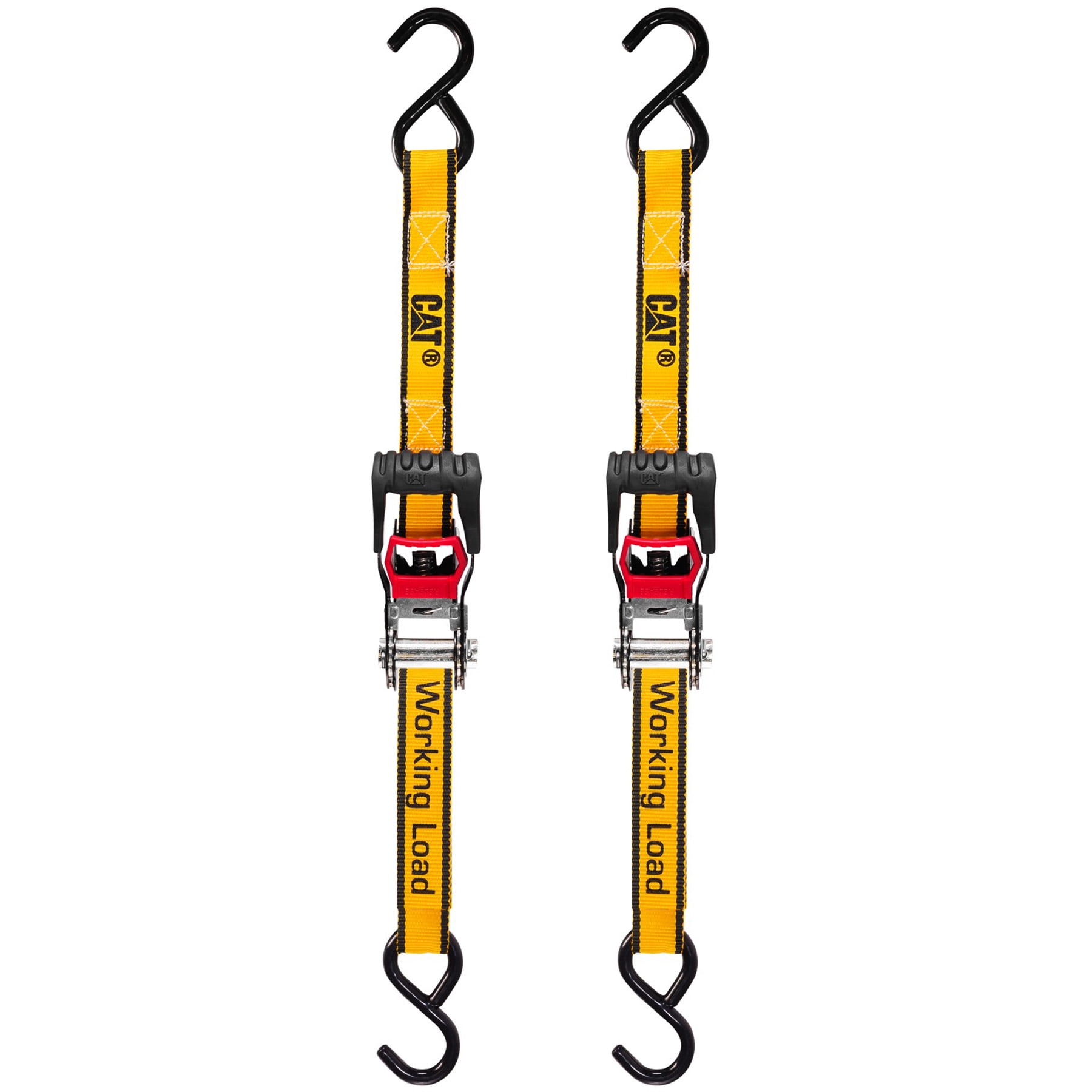 Cat 2 Piece Ratchet Tie Down Set with Soft Loops - 12 Feet x 1 Inch ...