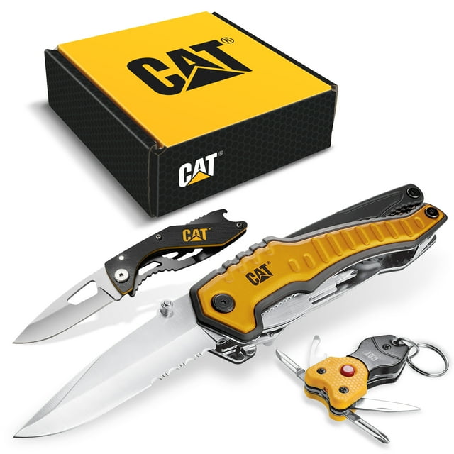 Cat 3 Piece 9-in-1 Multi Tool, Folding Knife and Lighted Key Chain ...