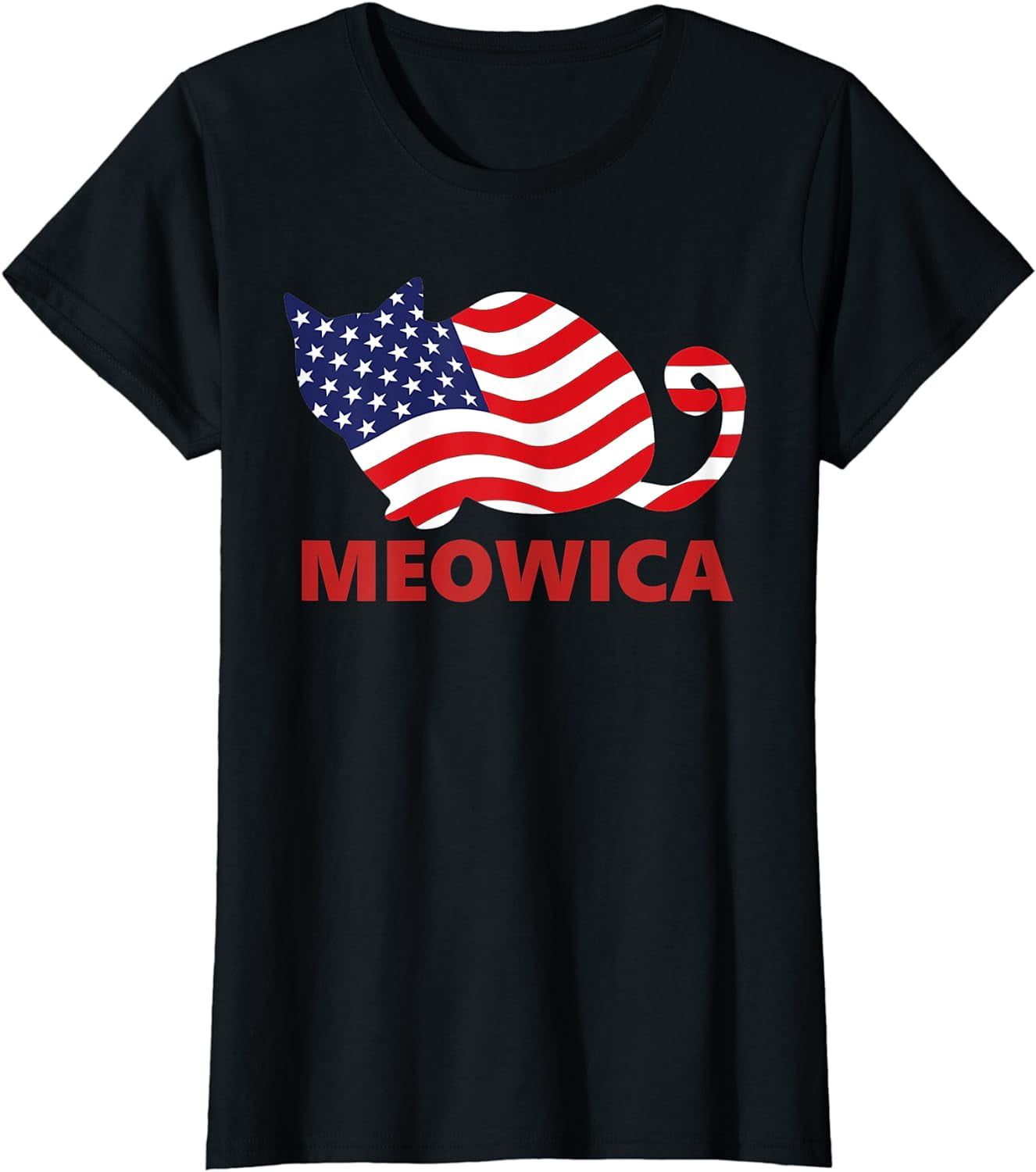 Cat 4th of July Shirt Women Cat-Lover American Flag Meowica T-Shirt T-shirts - Walmart.com
