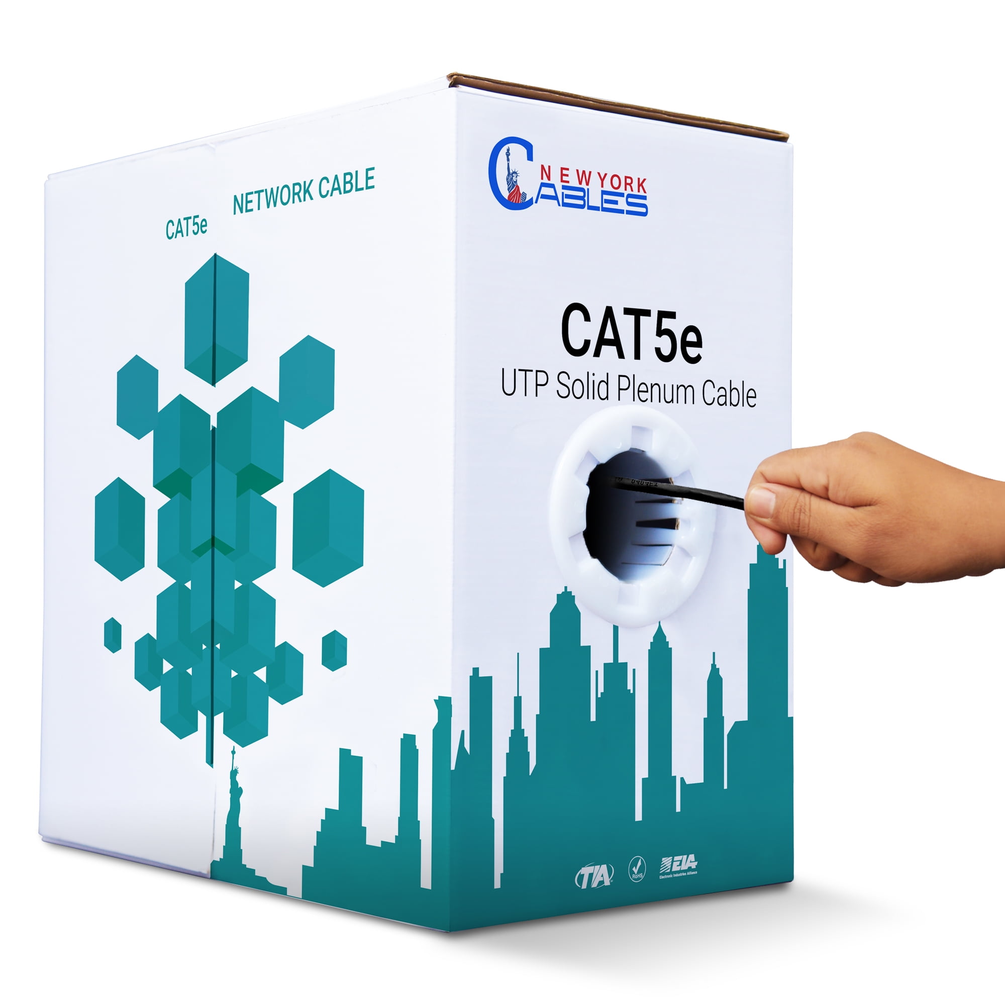NewYork Cables Cat5e Plenum CCA 1000ft Ethernet LAN Network Cable UTP ...