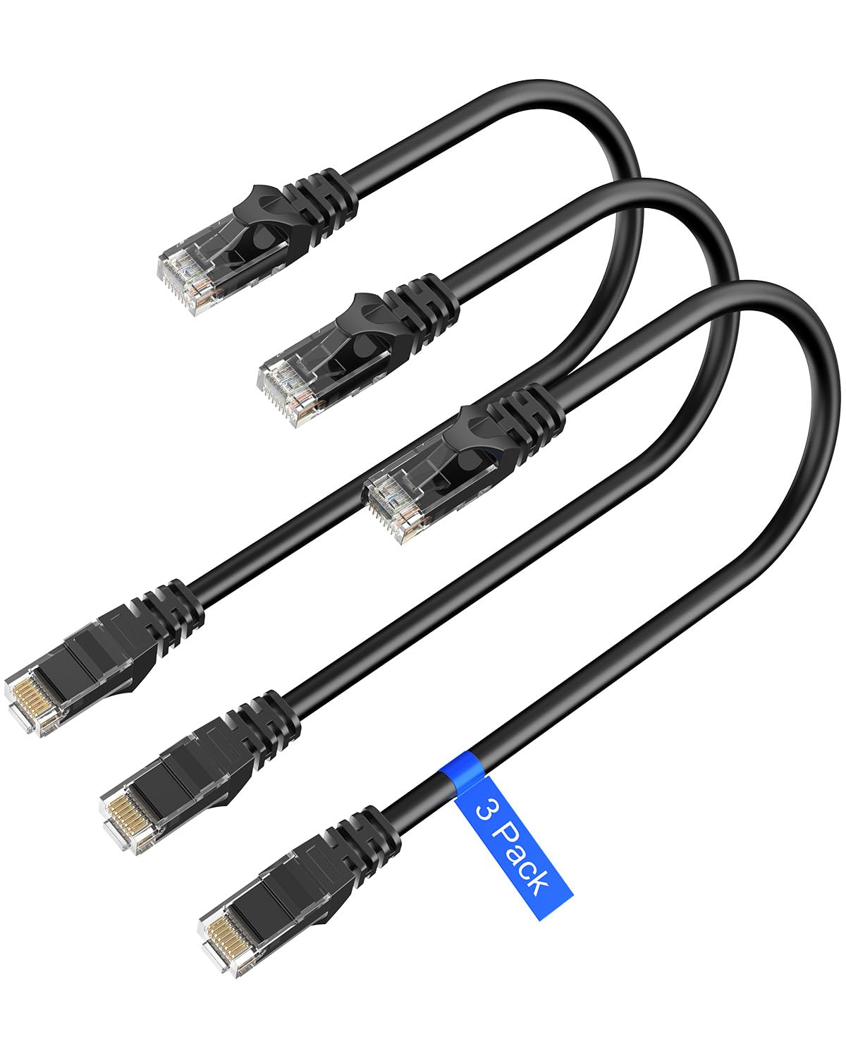 Cat 6 Ethernet Cable 0.5ft(3 Pack), High Speed 10Gbps Network Cable ...