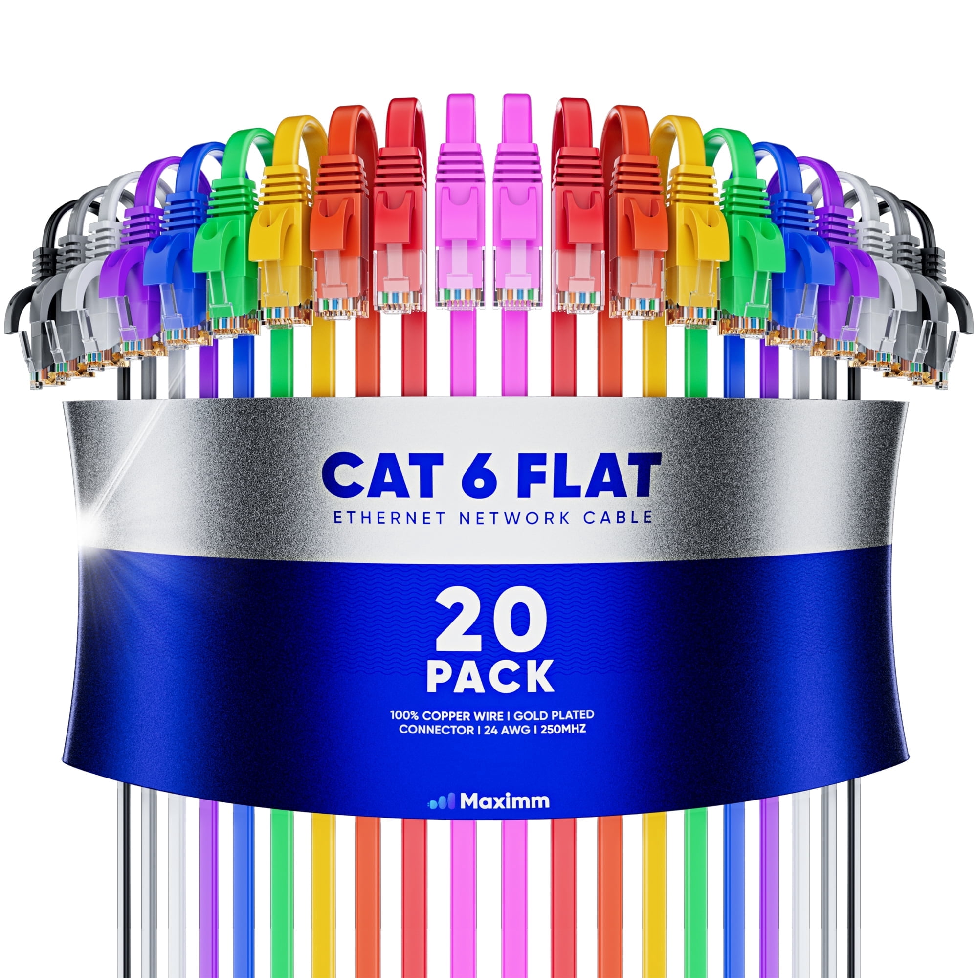 Cat 6 Ethernet Cable 1.5 ft Flat Wire, Internet Network LAN Cable Cord ...